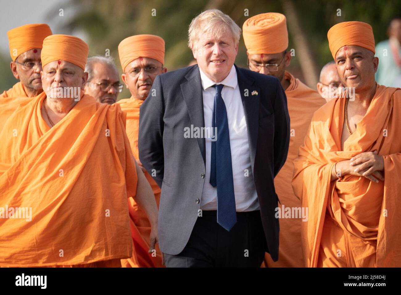 Prime Minister Boris Johnson poses for a photo with sadhus, Hindu ...