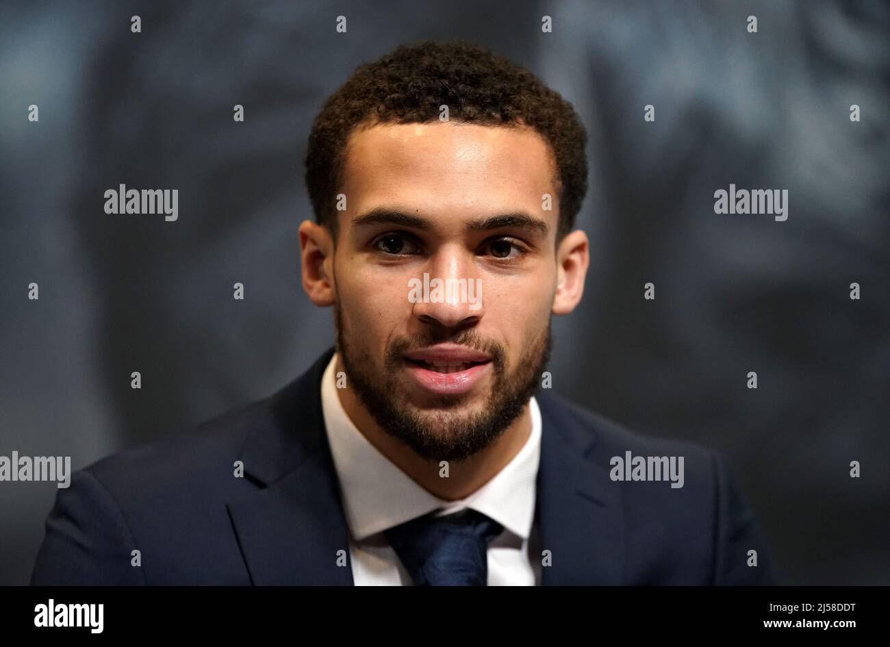 Karol Itauma during a undercard press conference at Wembley Stadium ...