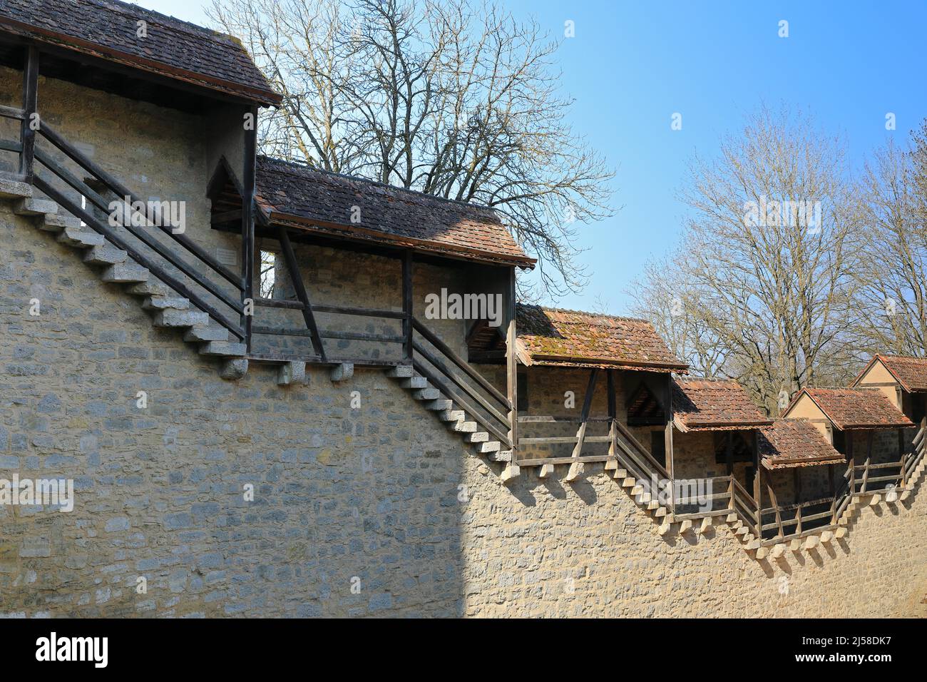 City wall, defensive wall, historic houses, historic town, Rothenburg ...