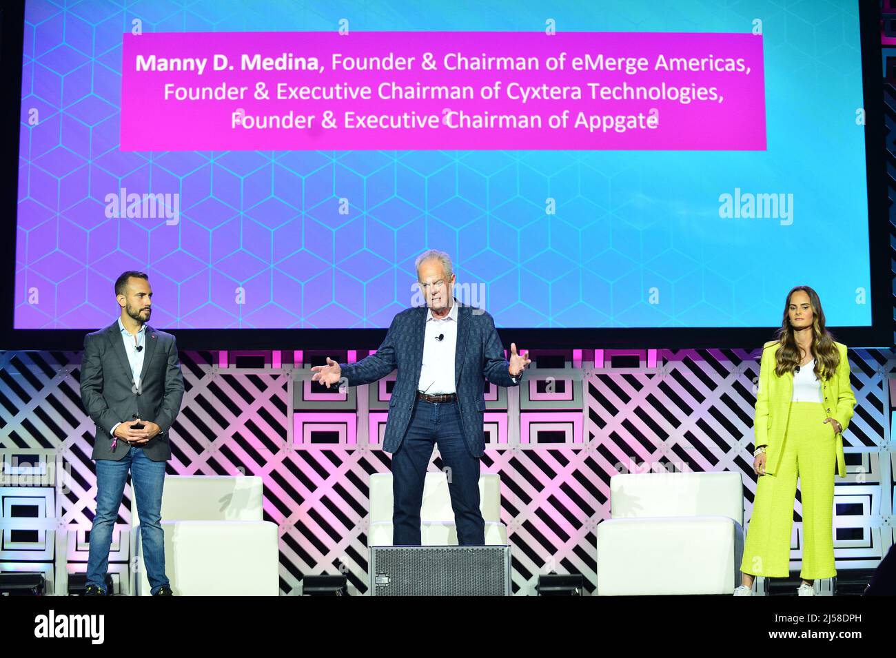 Felice Gorordo, CEO of eMerge Americas, Manuel “Manny” Medina, founder ...