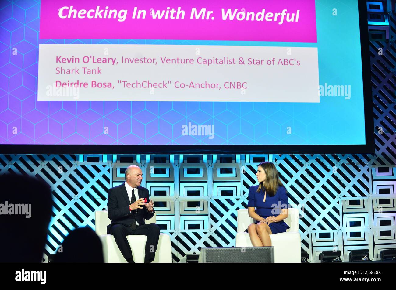 Kevin O’Leary and Deirdre Bosa, Co-Anchor of "TechCheck", CNBC attend ...