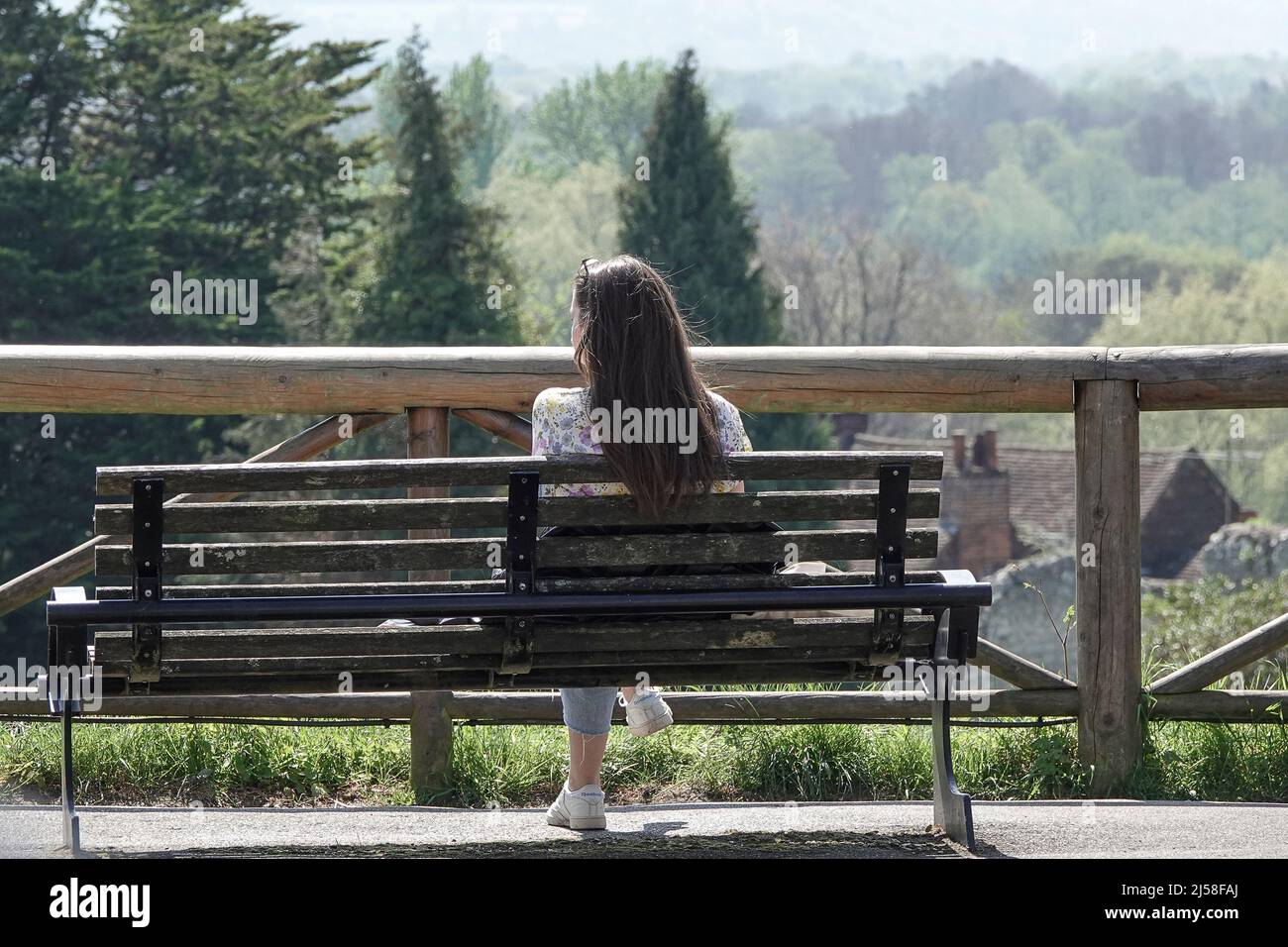 Castle Grounds, Guildford. 21st April 2022. Warm and sunny weather across the Home Counties ...