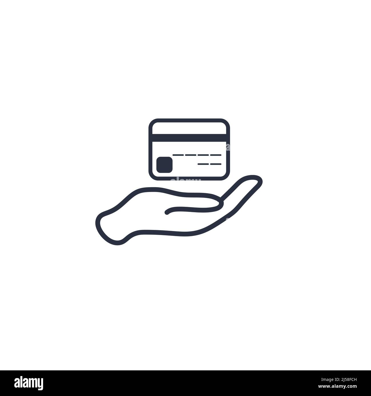 hand holding credit card black icon. Donate or share credit card icon ...
