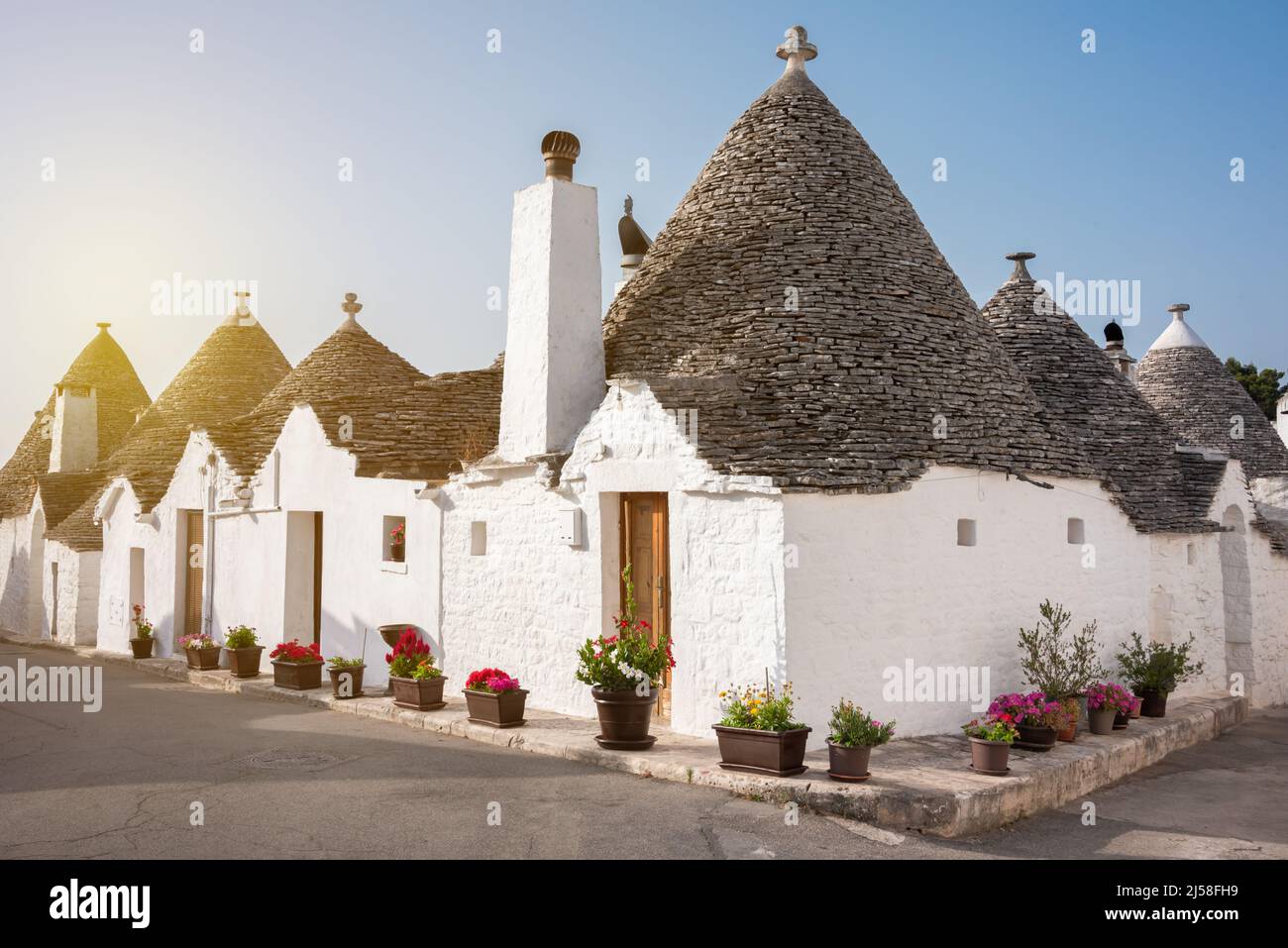 Alberobello town in Italy, famous for its traditional trullo houses ...