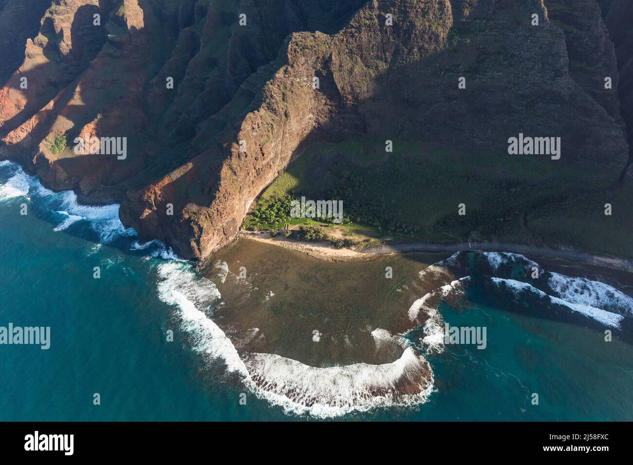 Nualolo Kai Beach in Nualolo Kai State Park in the Na Pali cliffs on ...