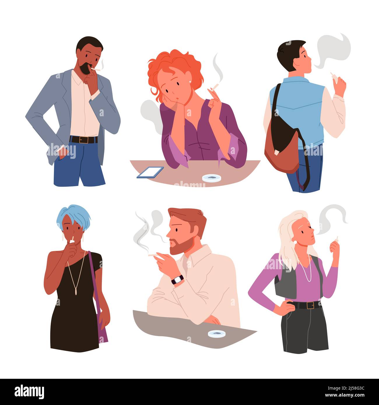 Young People Smoking Cartoon
