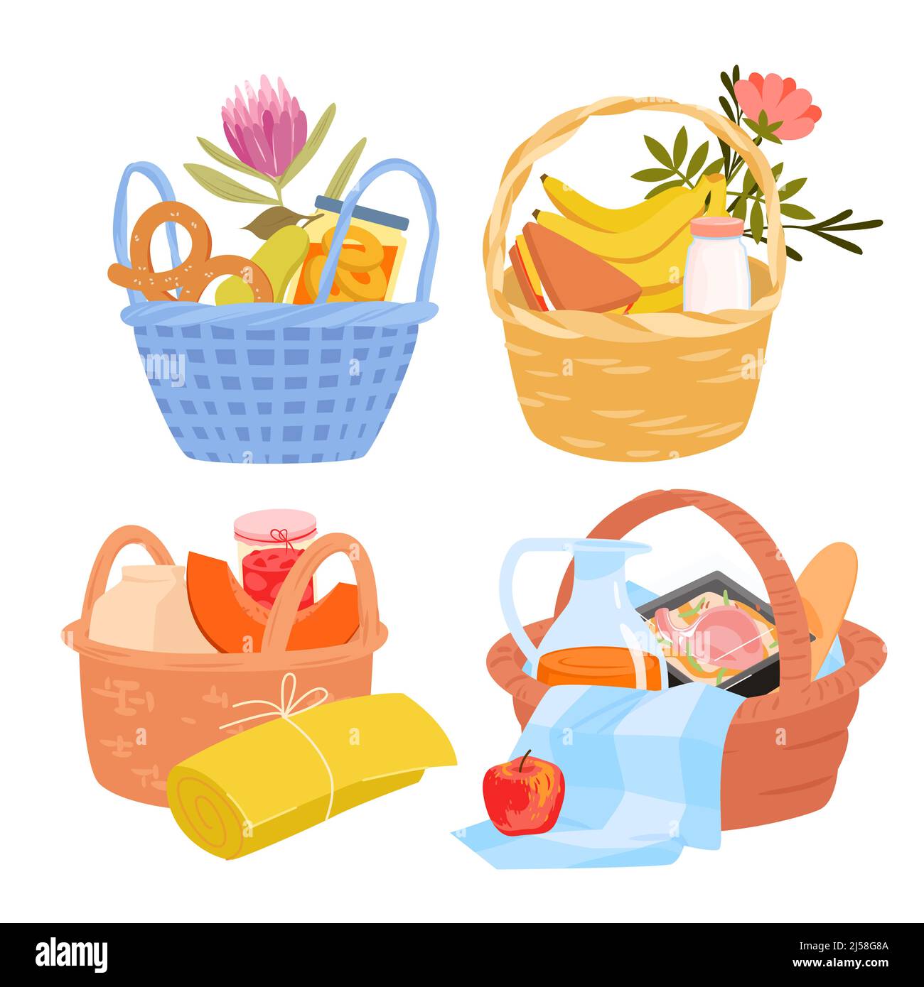Wicker hamper Stock Vector Images - Alamy