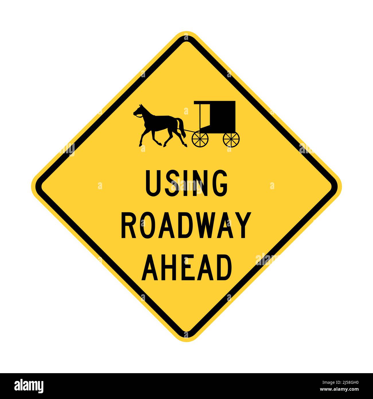 Buggy road sign using roadway ahead Stock Photo - Alamy