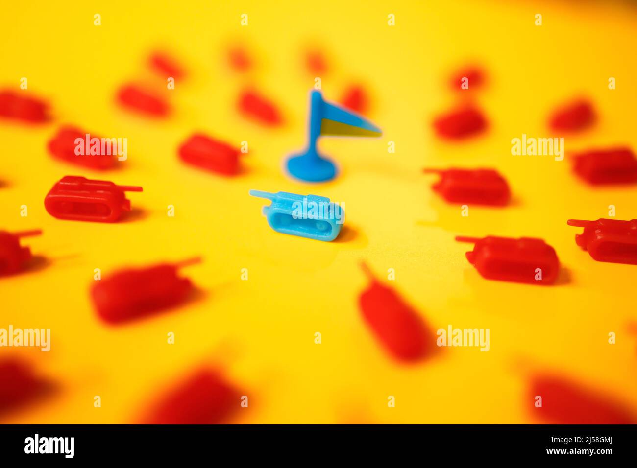 Red tanks surrounding the blue -Russo Ukrainian war concept Stock Photo ...