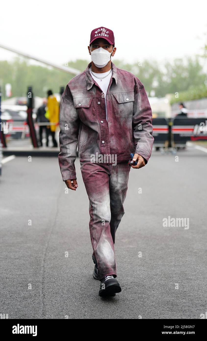 Mercedes driver Lewis Hamilton arrives at the Autodromo Internazionale ...