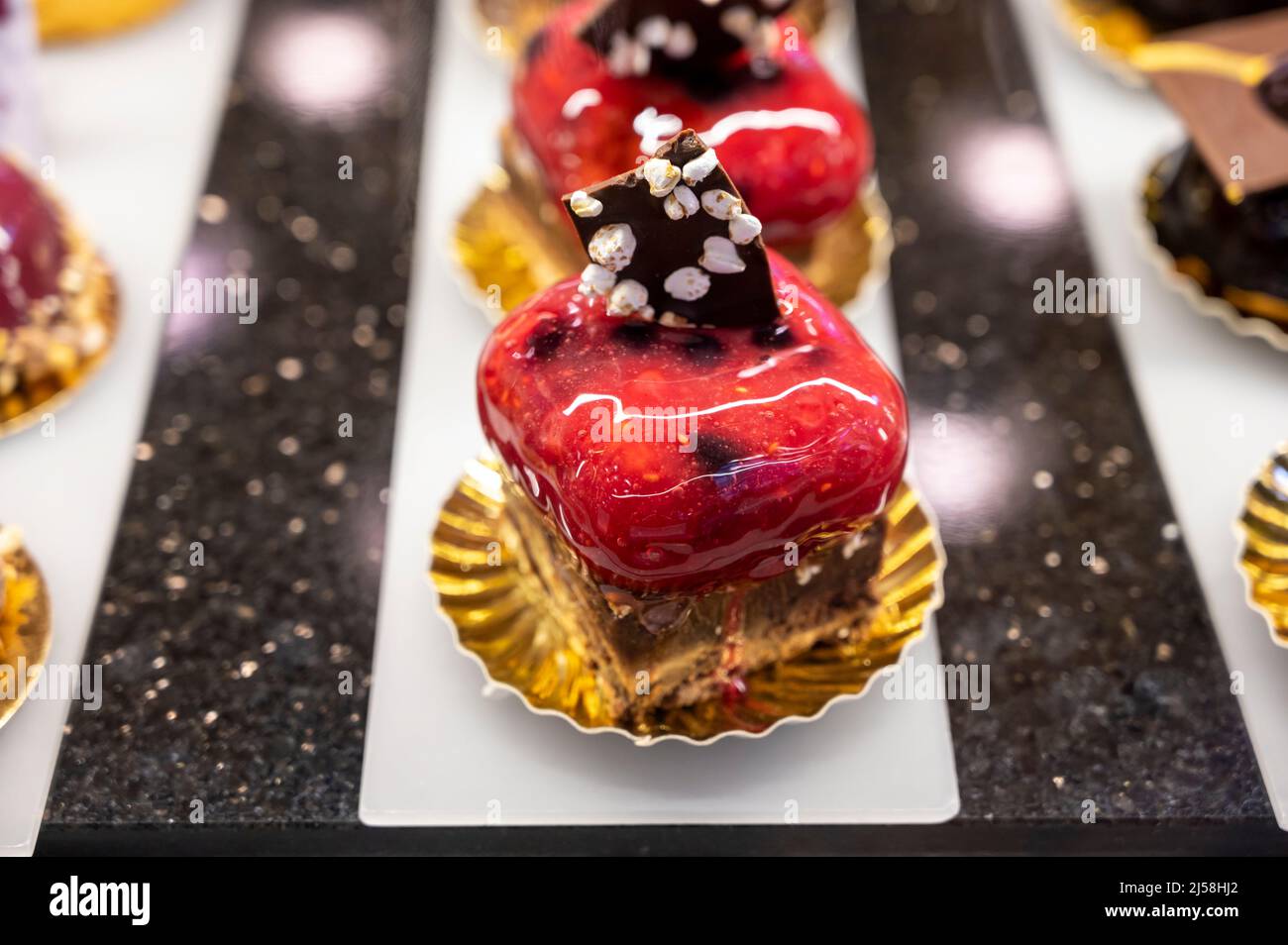 Austrian desserts, different types of chocolate and fruit cakes in ...