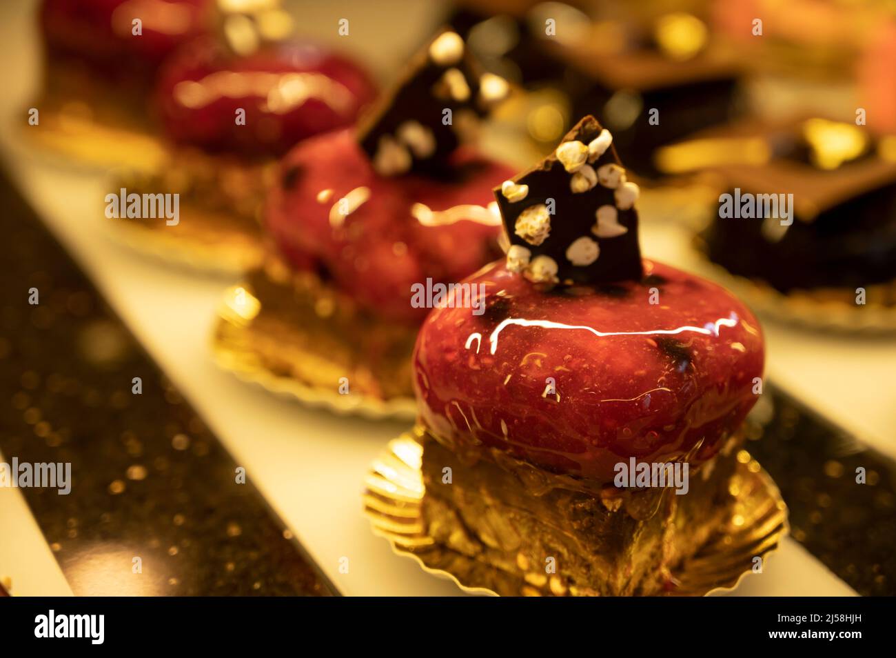 Austrian desserts, different types of chocolate and fruit cakes in ...