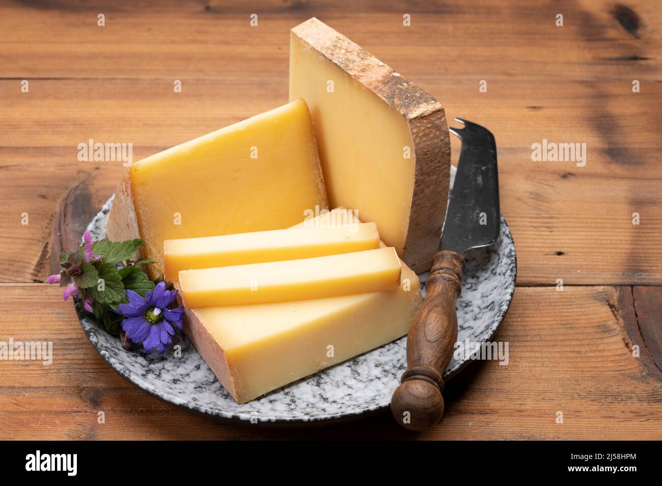 French cheese collection, comte cheese made from unpasteurized cow's ...