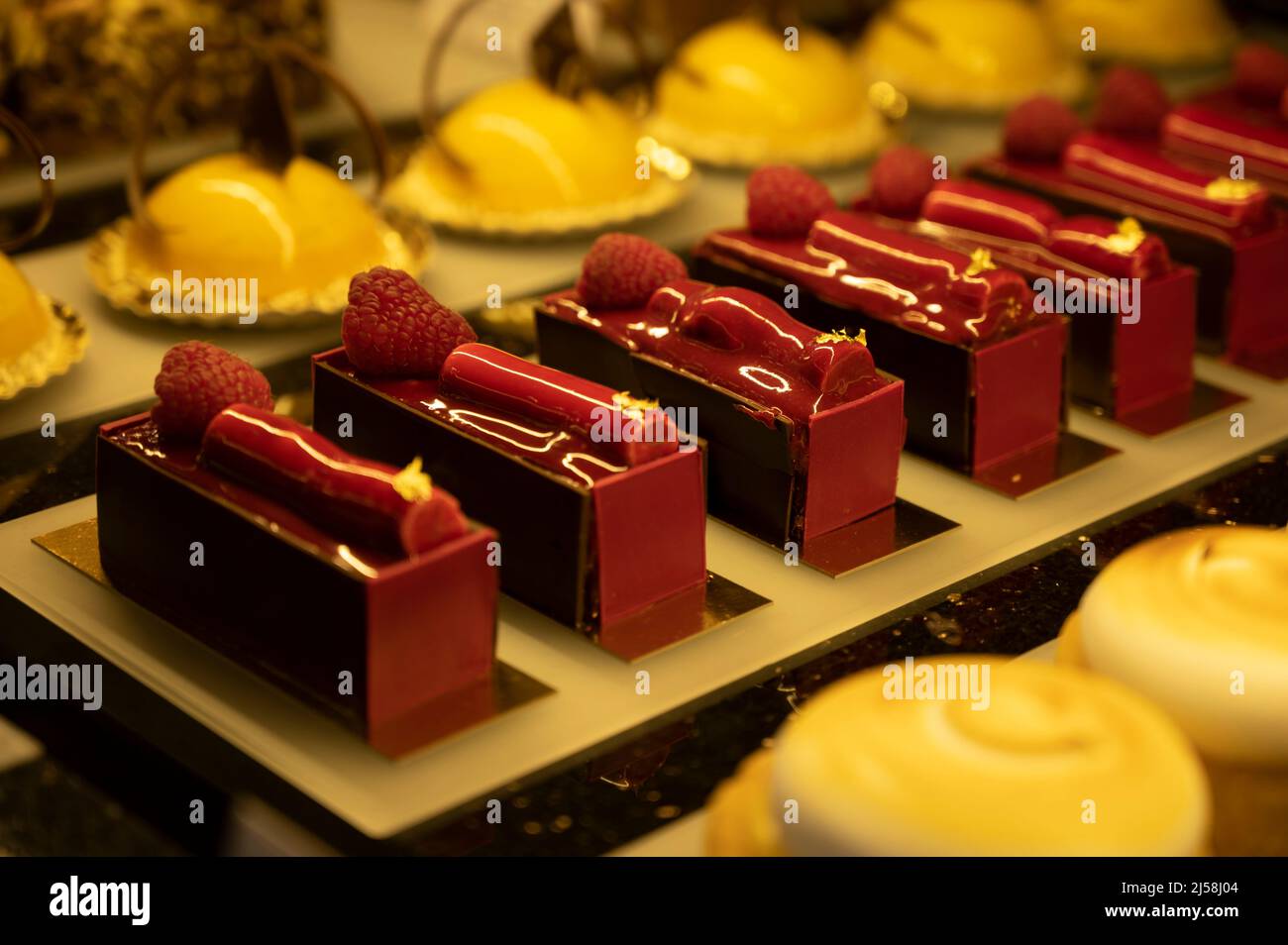 Austrian desserts, different types of chocolate and fruit cakes in ...