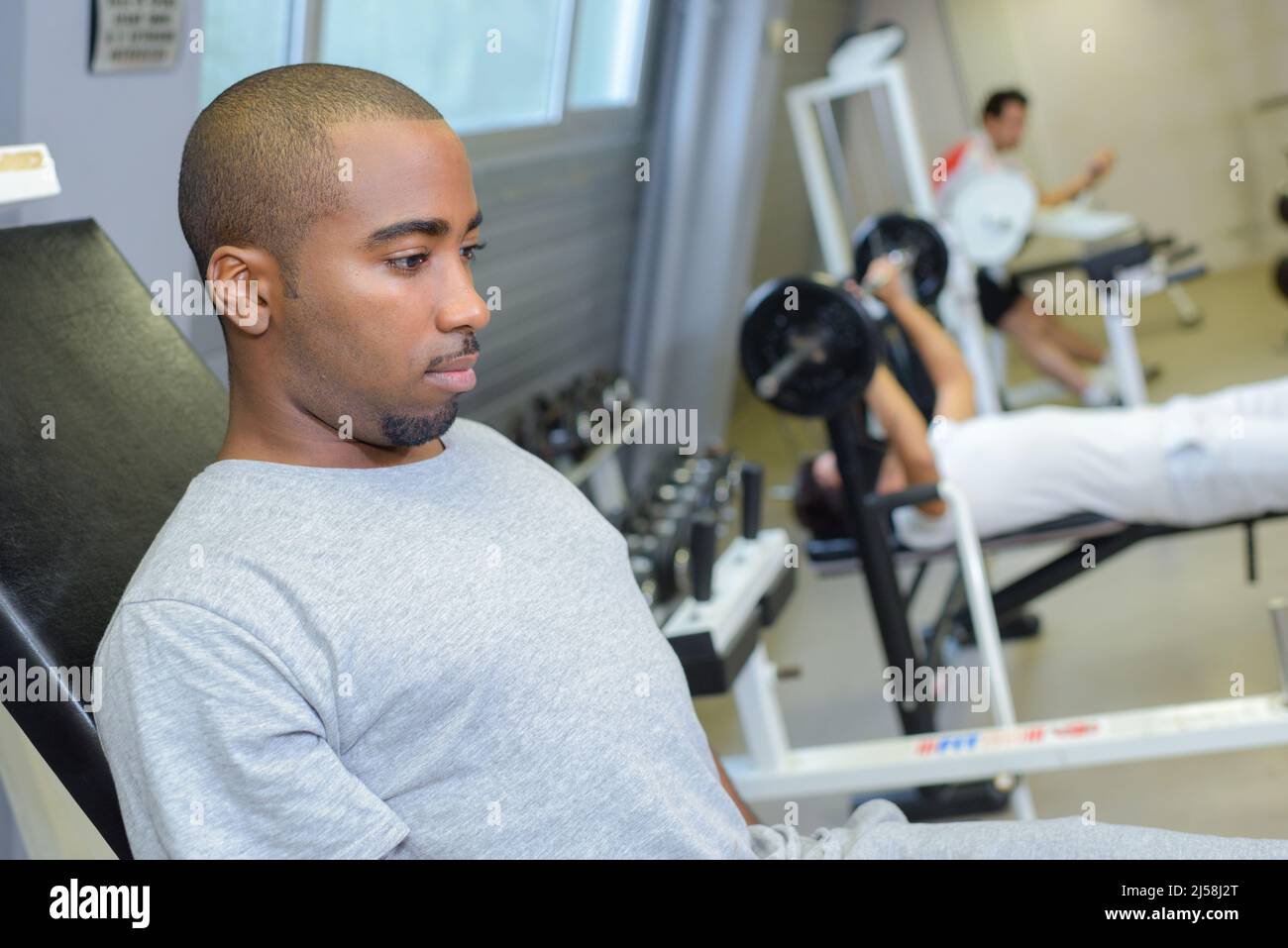 man focused on working out in gym Stock Photo - Alamy