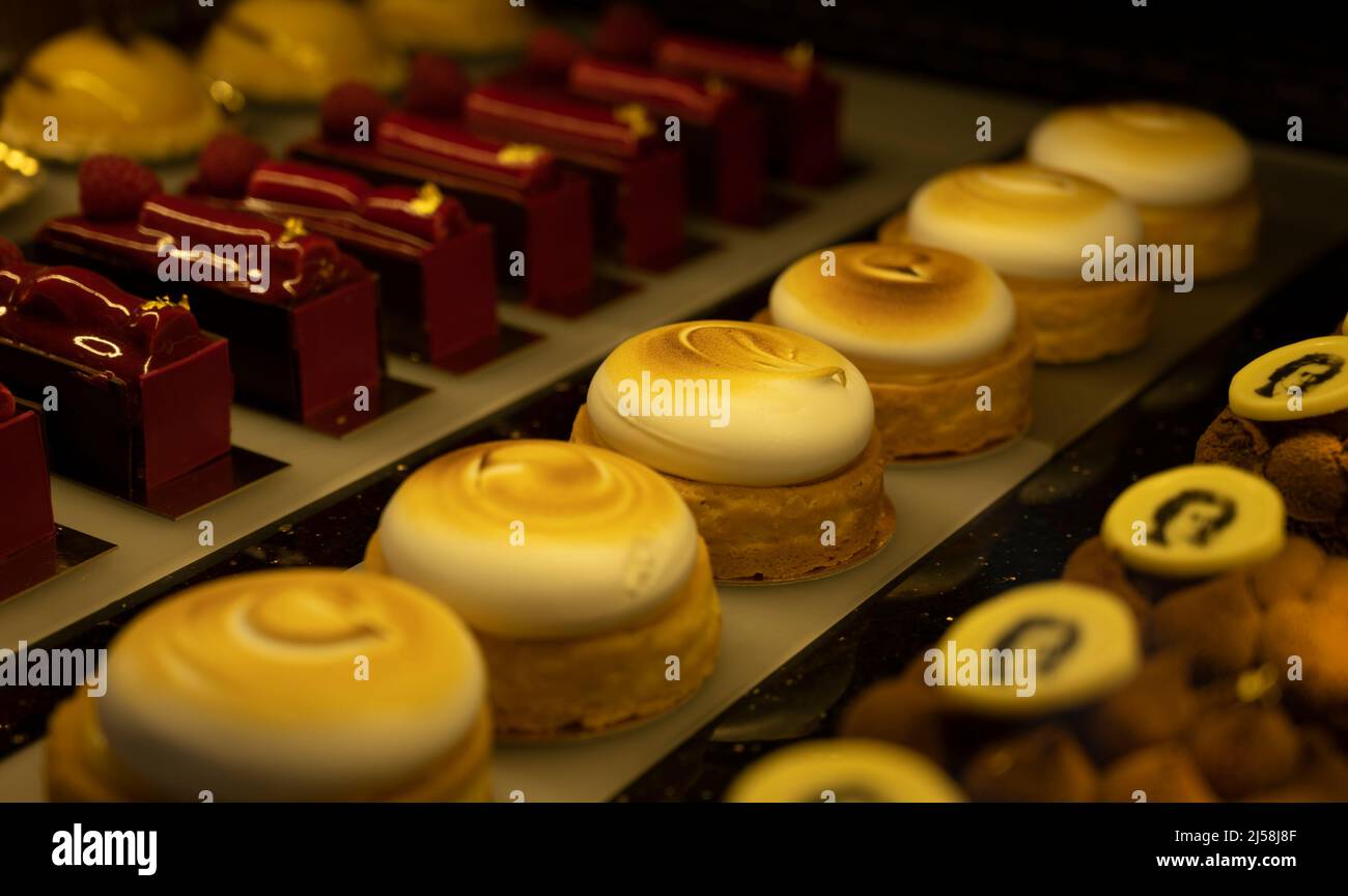 Austrian desserts, different types of chocolate and fruit cakes in ...