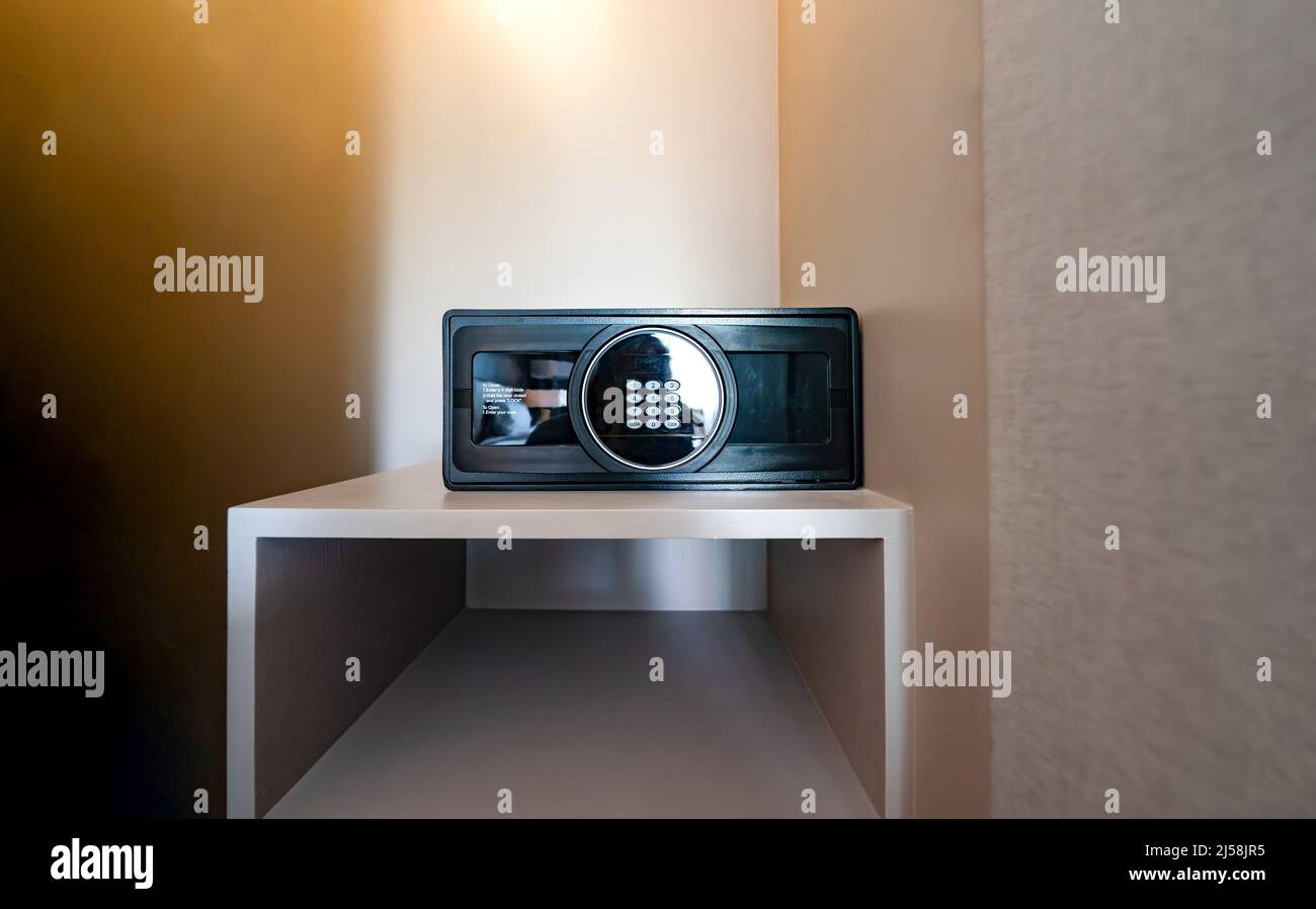 Locked and Closed digital modern Black Safe box, Stroungbox on the ...