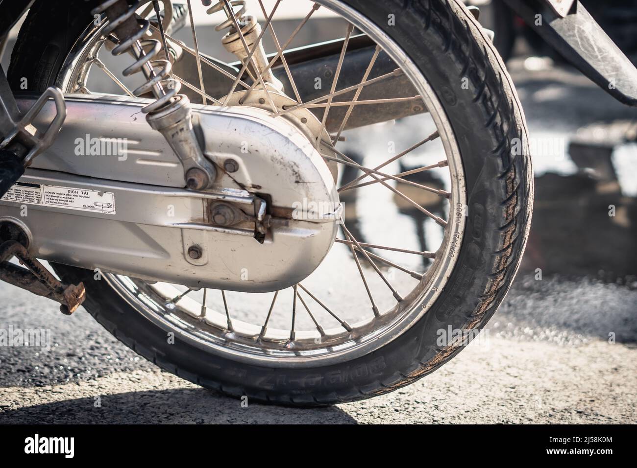 Abstract real photo close up sport motorcycle auto moto bike, back ...