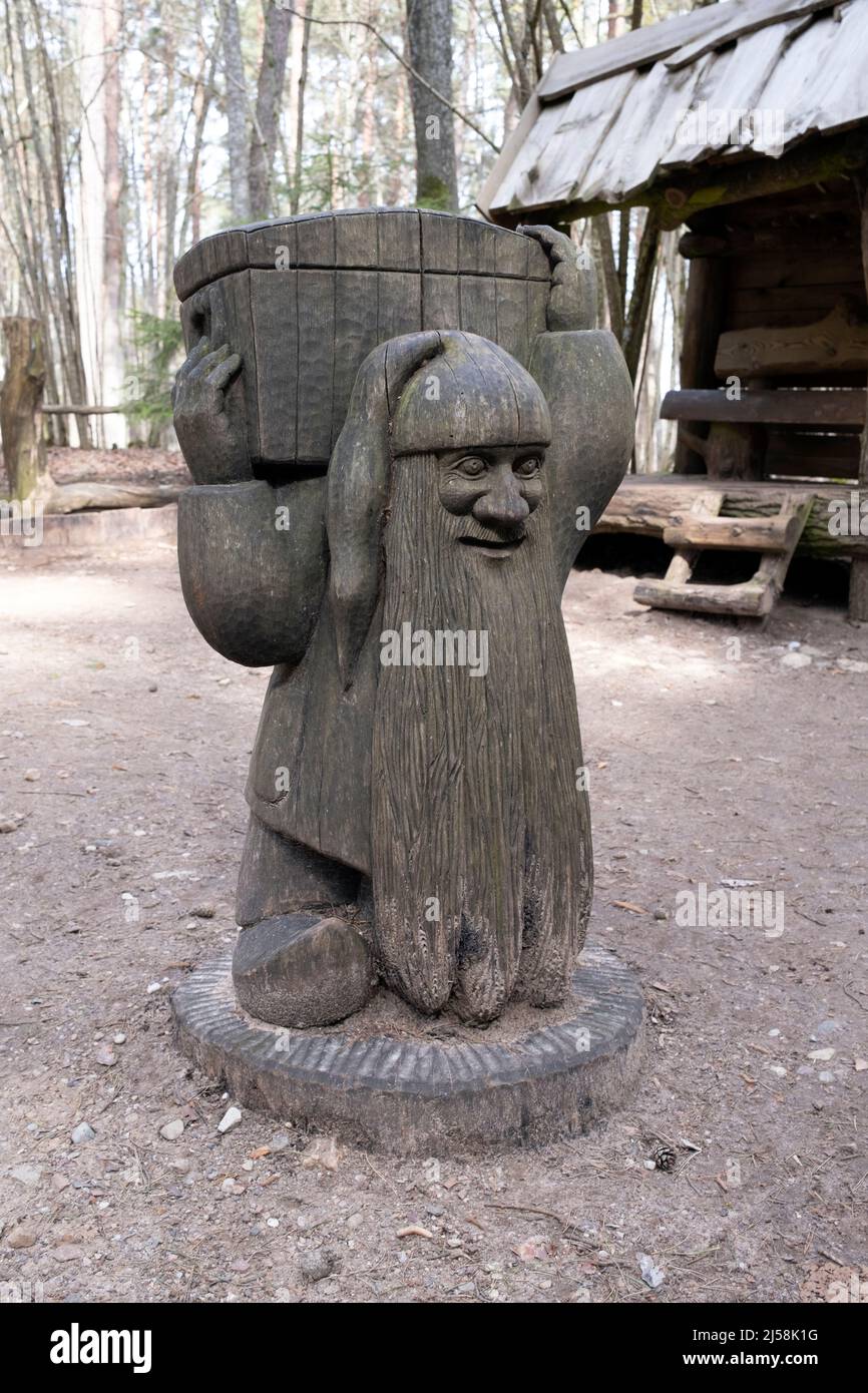 Wooden sculpture depicting the fairy-tale characters from the works ...