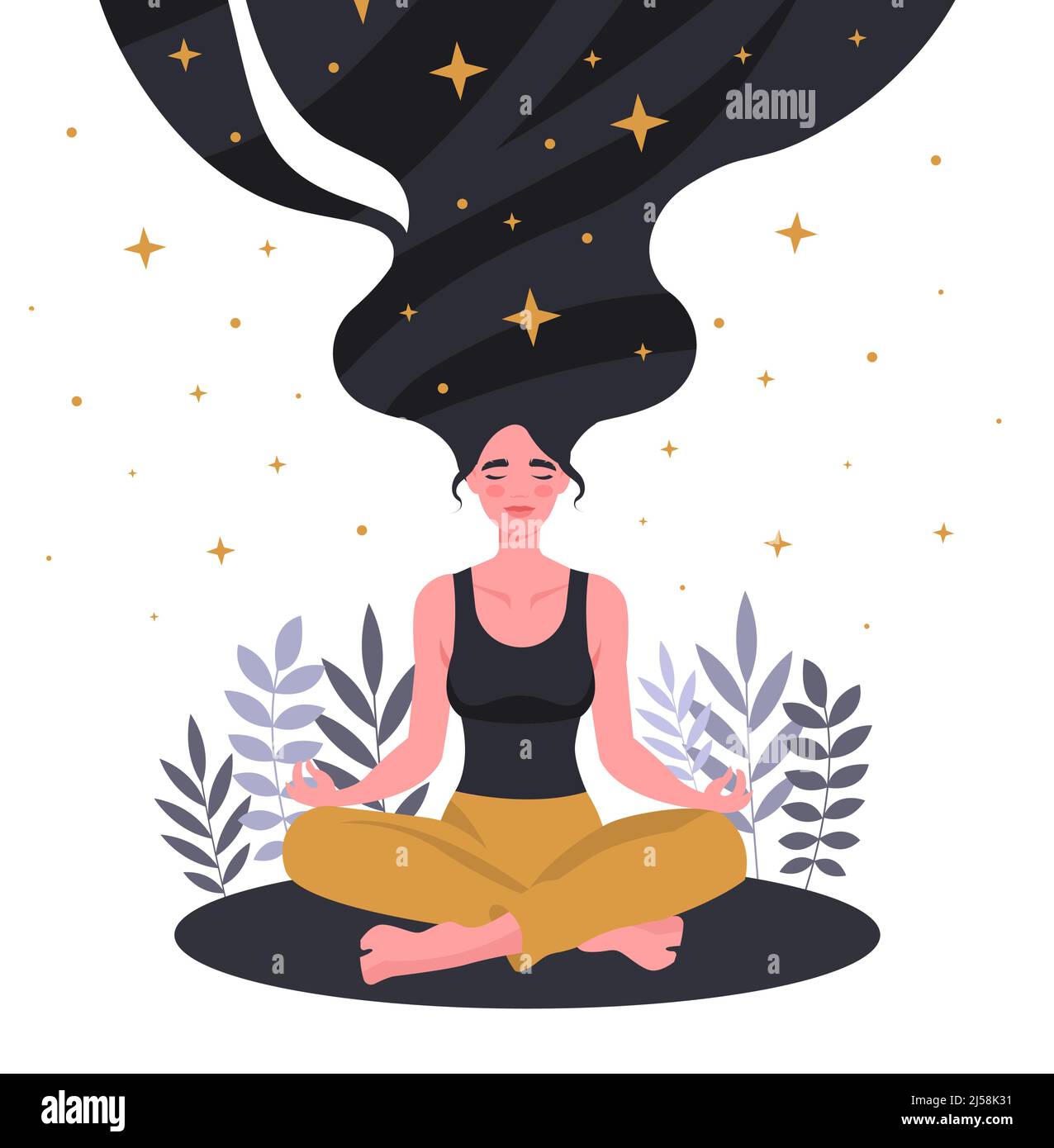 Beautiful woman in lotus position Stock Vector Image & Art - Alamy