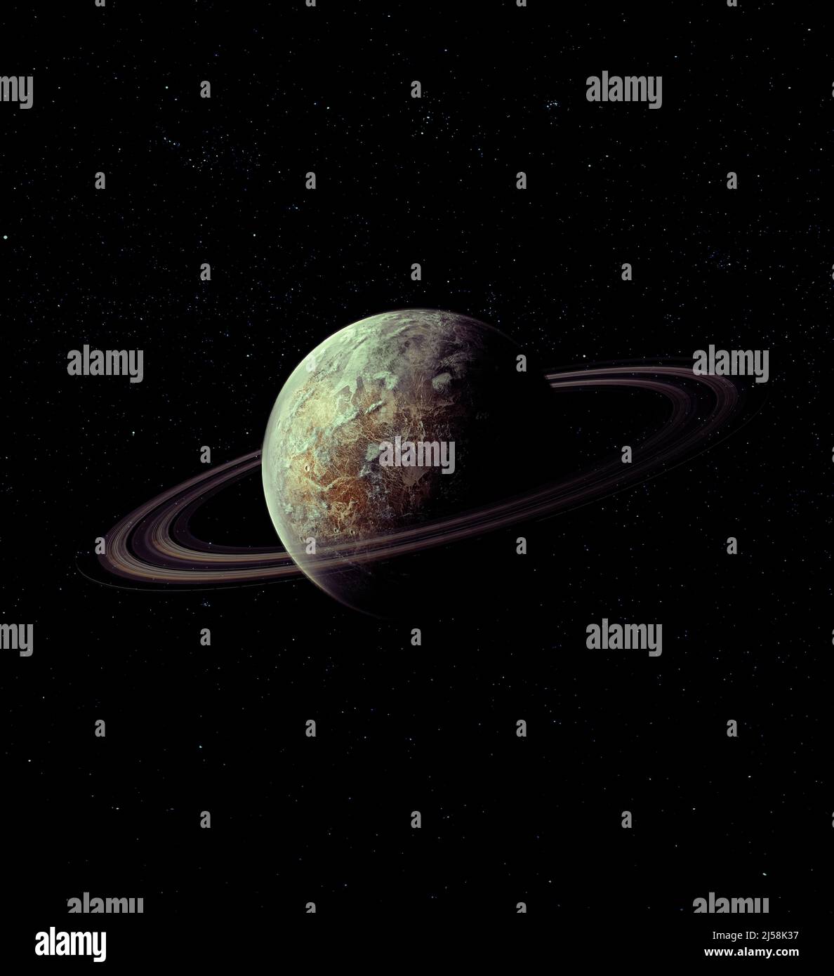 3D Saturn planet and rings for space exploration backgrounds. 3D ...