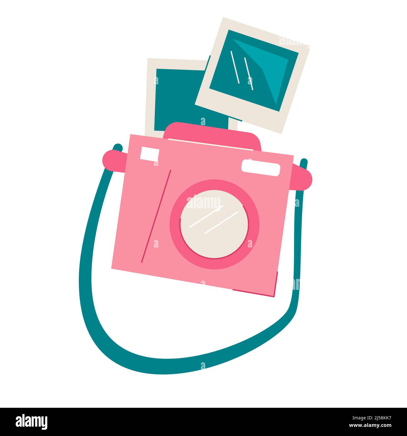 Camera with snapshots - modern flat design single isolated object Stock ...