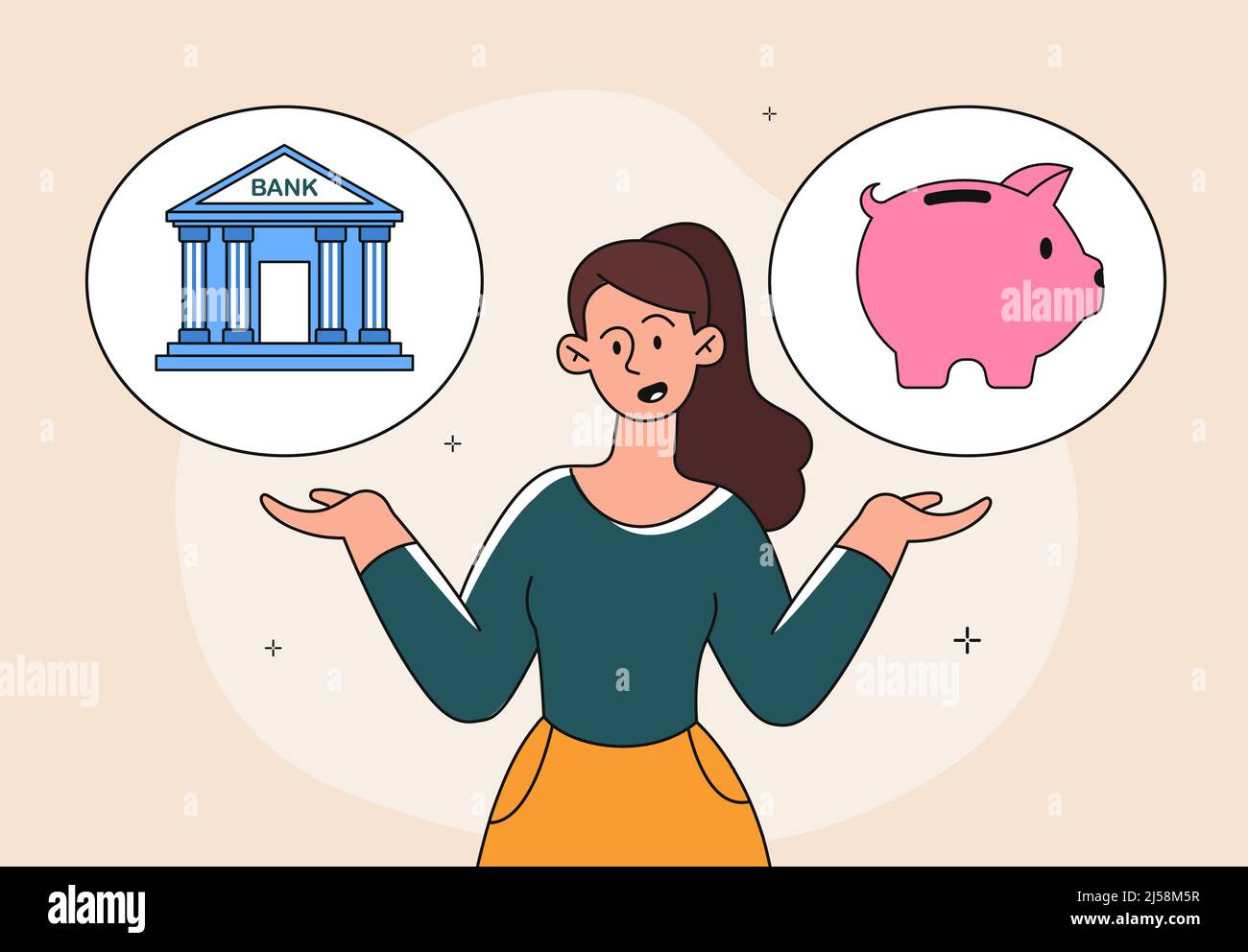 Woman choosing between bank hi-res stock photography and images - Alamy