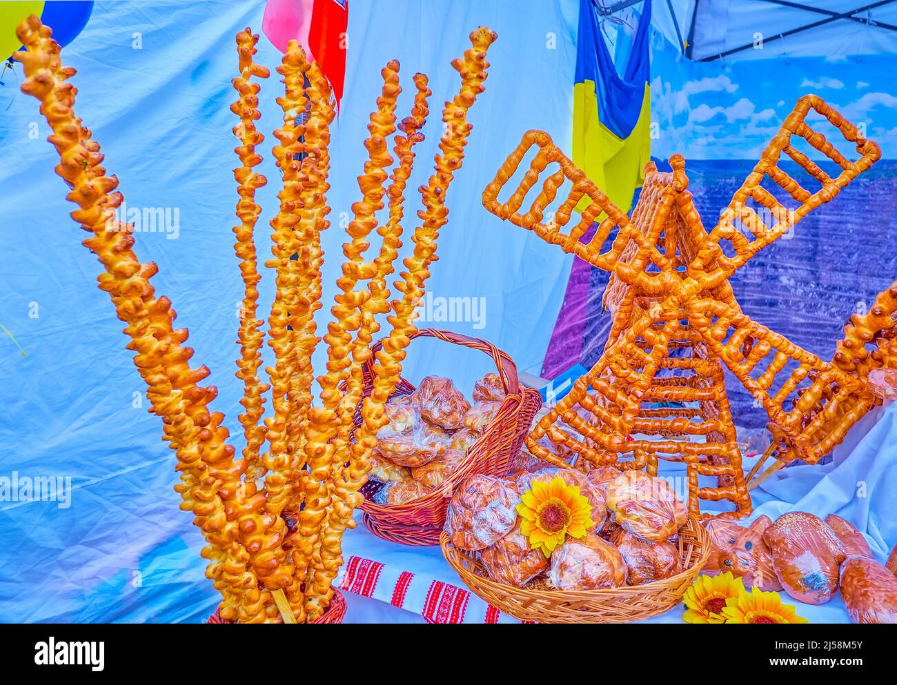 The scenic bread in different forms on the showcase on Independence Day ...