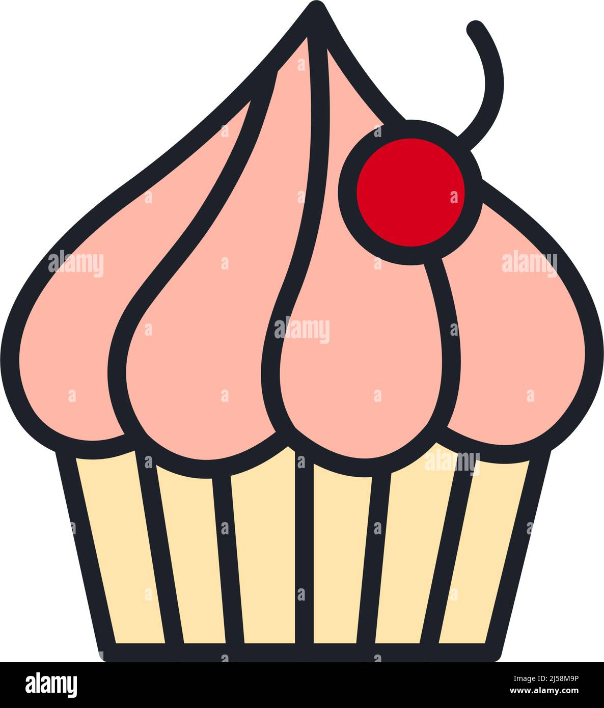 Cupcake icon. Bakery and pastry isolated line color icons Stock Vector ...