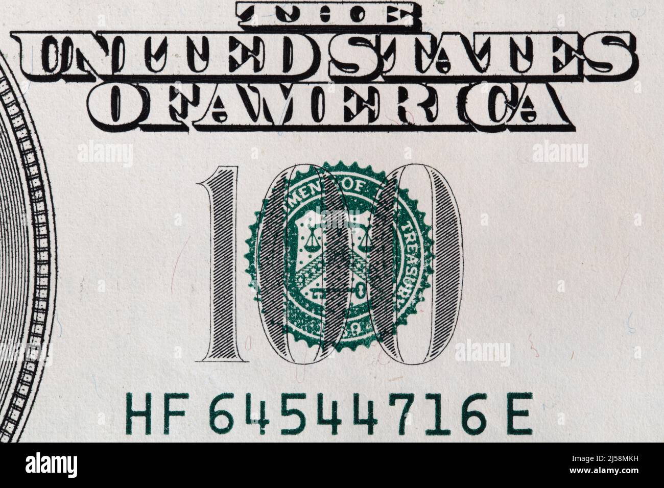 fragment of old 100 dollar bill for design purpose Stock Photo - Alamy