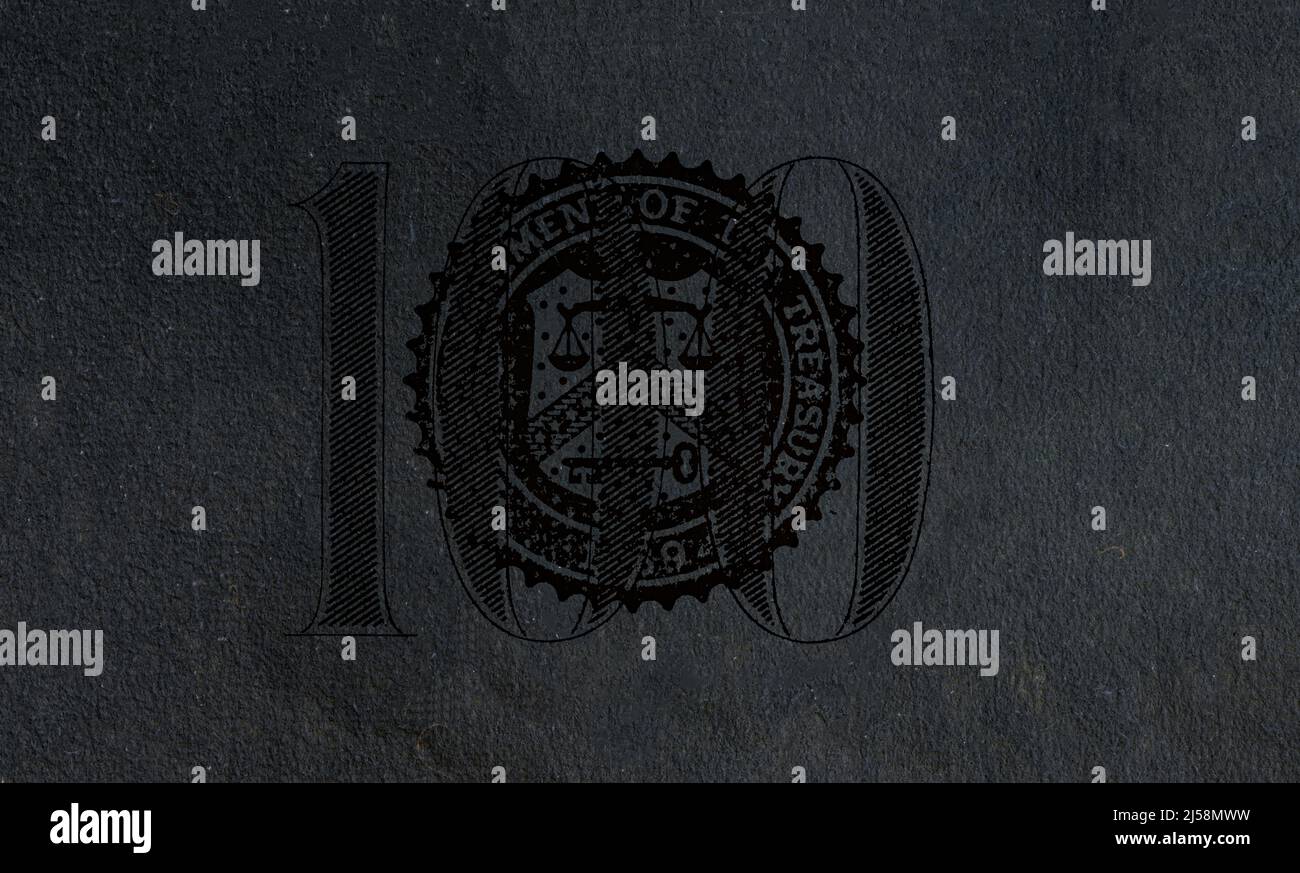 fragment of old 100 dollar bill for design purpose Stock Photo - Alamy