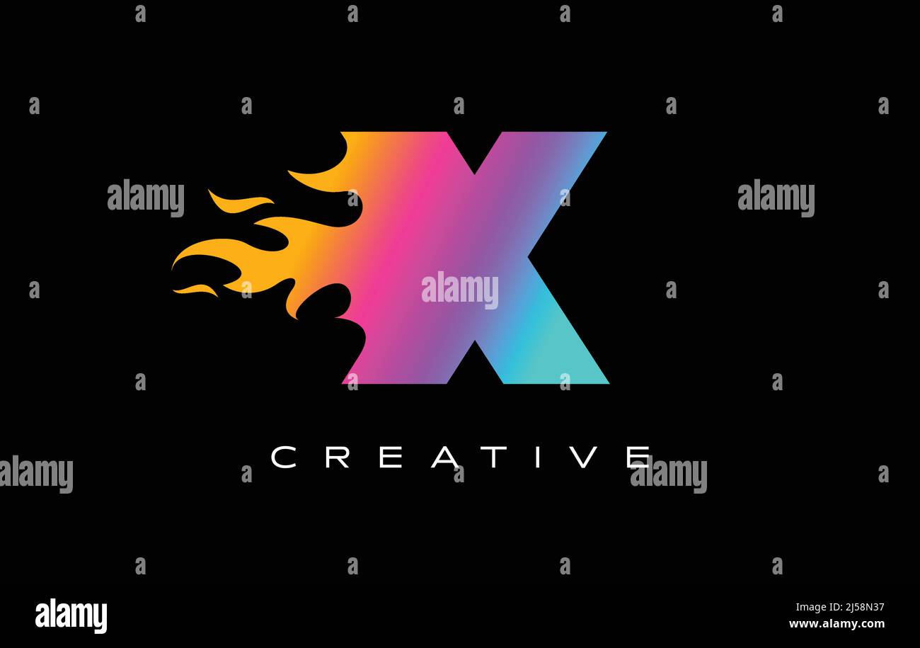 X Letter Flame Logo Design. Fire Logo Lettering Concept Vector in ...