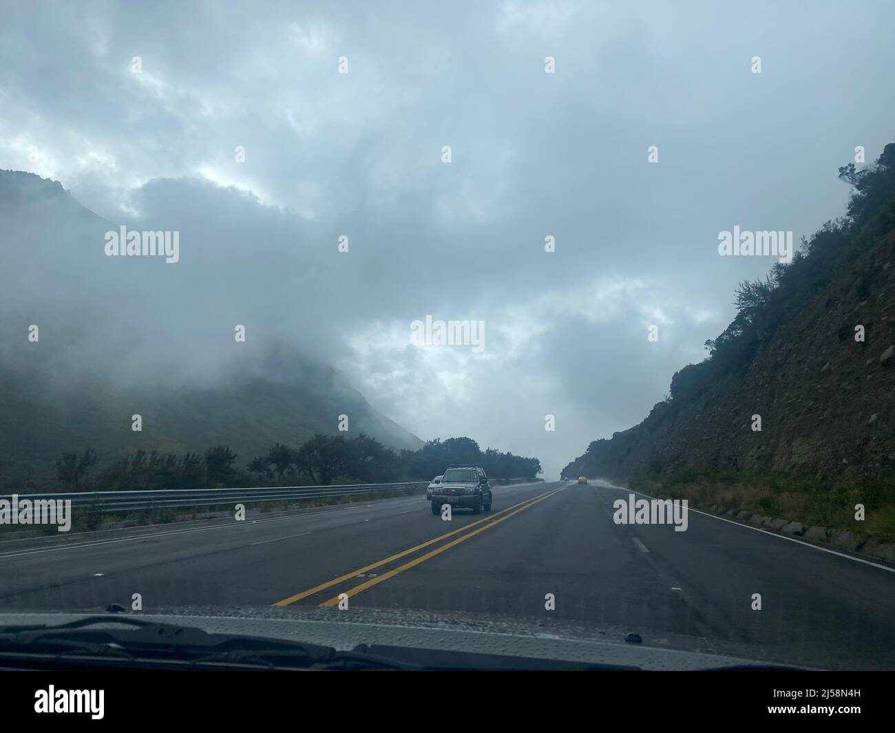 Driving on highway through Andes mountains outside Quito, Ecuador Stock ...