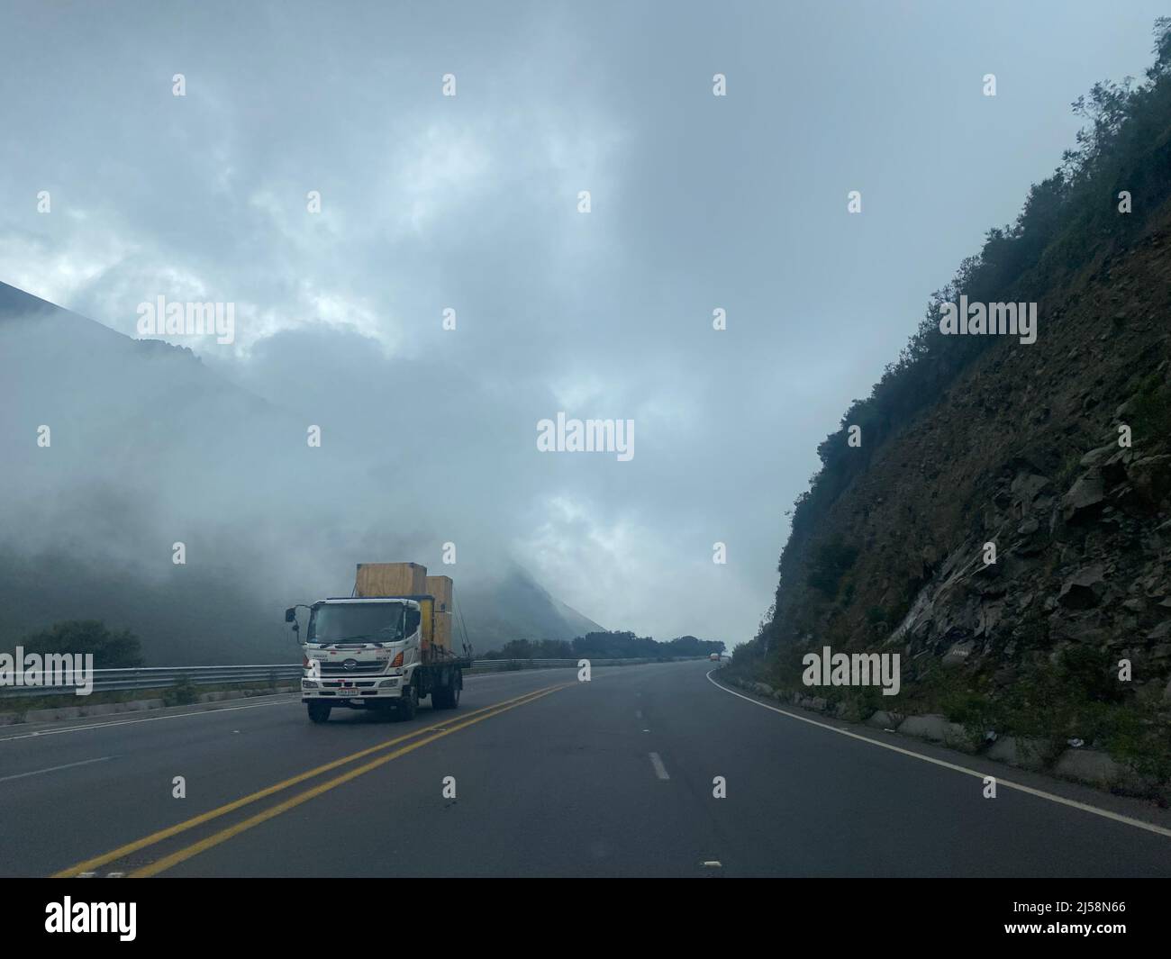 Driving on highway through Andes mountains outside Quito, Ecuador Stock ...