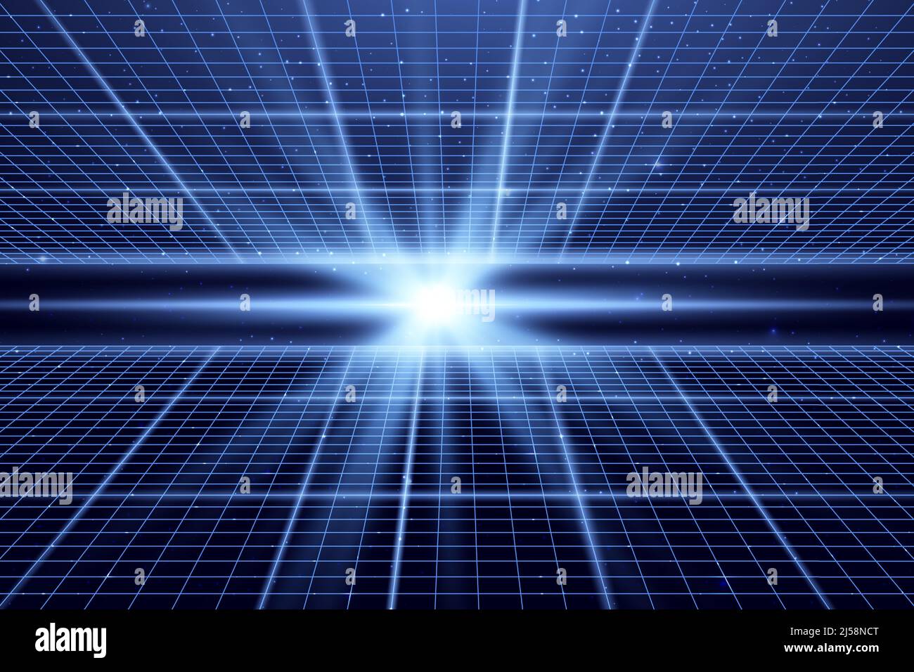 Wireframe perspective grid. Space neon infinity mesh, abstract retro ...