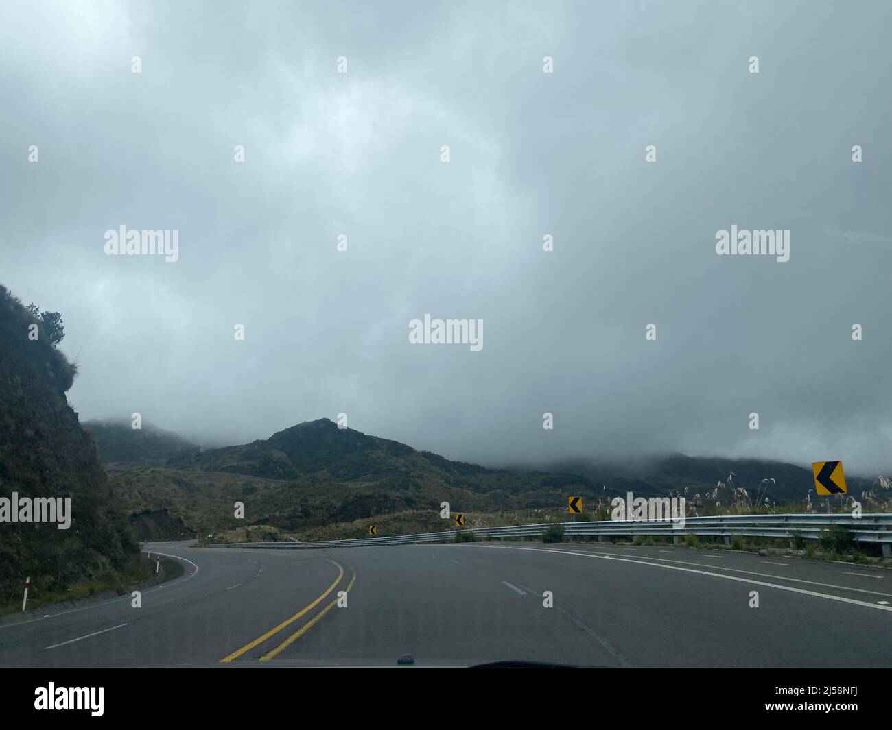 Driving on highway through Andes mountains outside Quito, Ecuador Stock ...