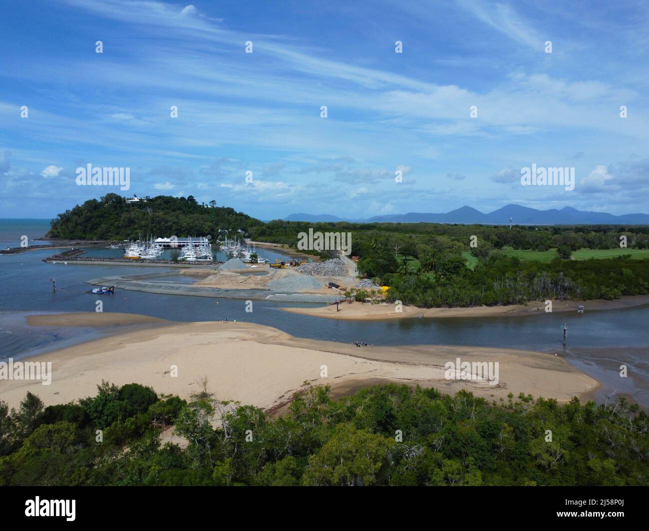 Aerial view of tinity inlet with harbour and constuction site Stock ...
