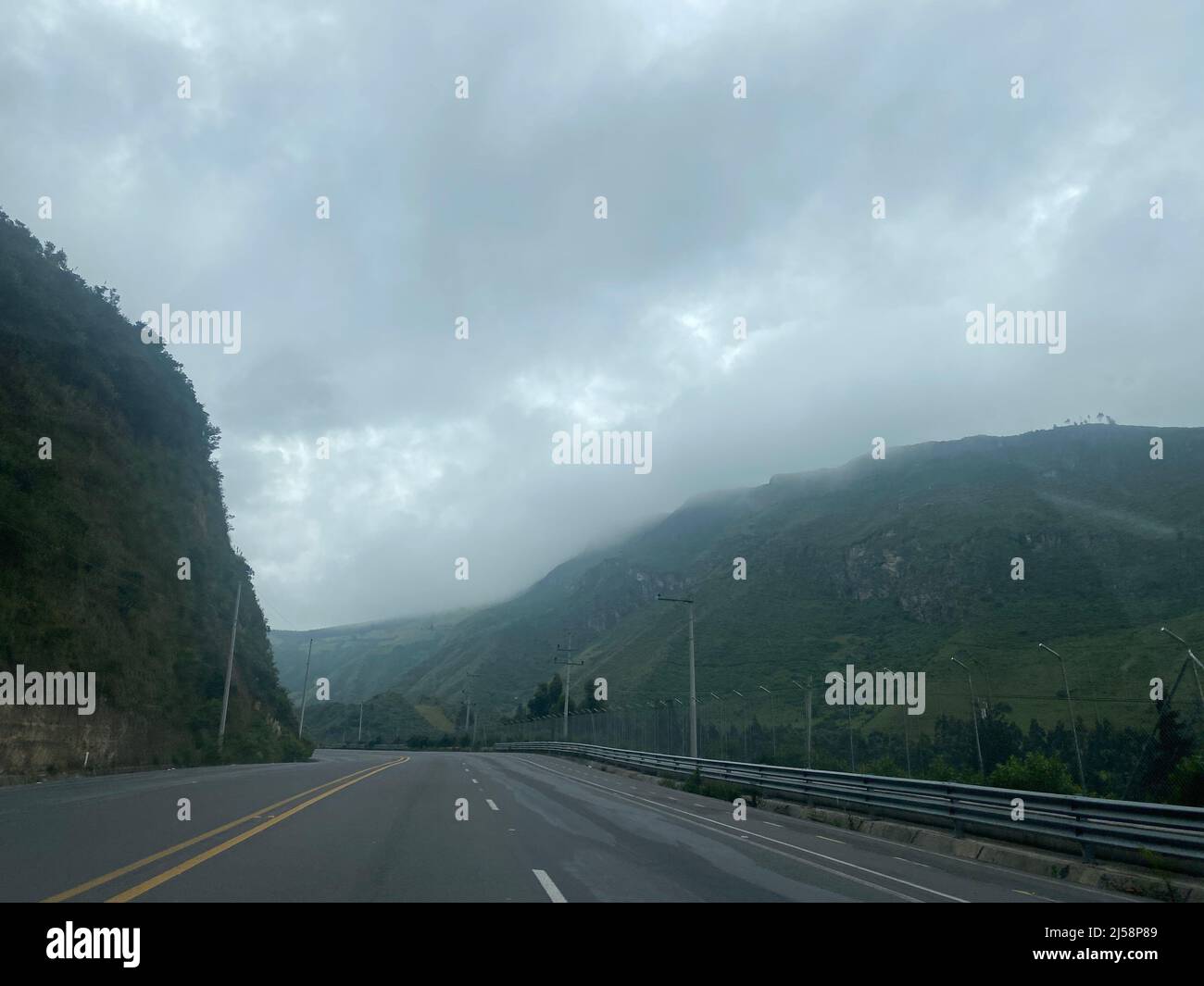 Driving on highway through Andes mountains outside Quito, Ecuador Stock ...