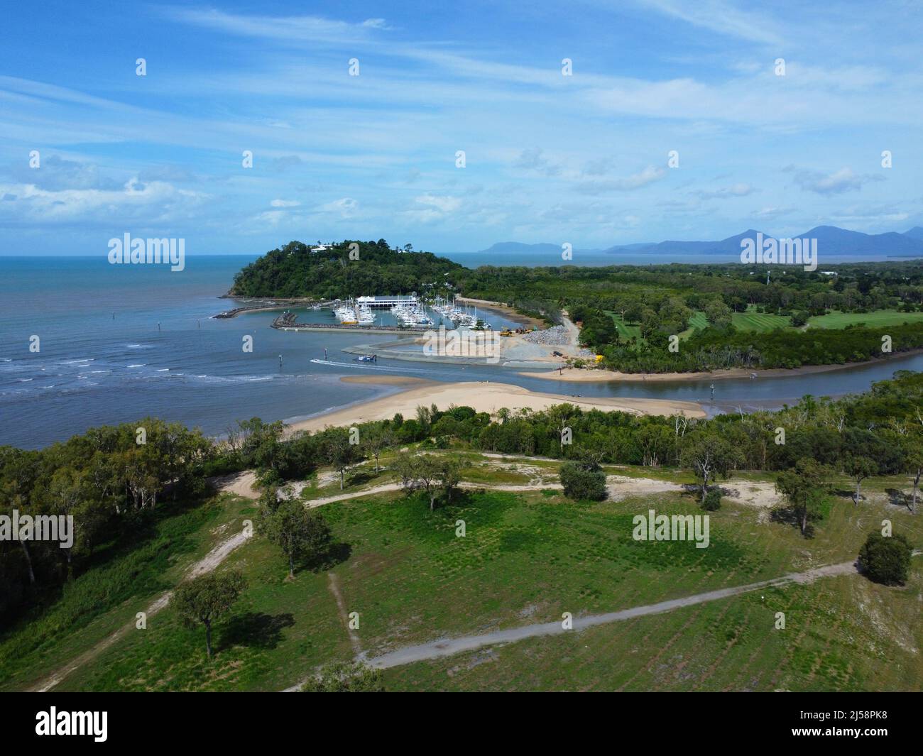 Aerial view of tinity inlet with harbour and constuction site Stock ...