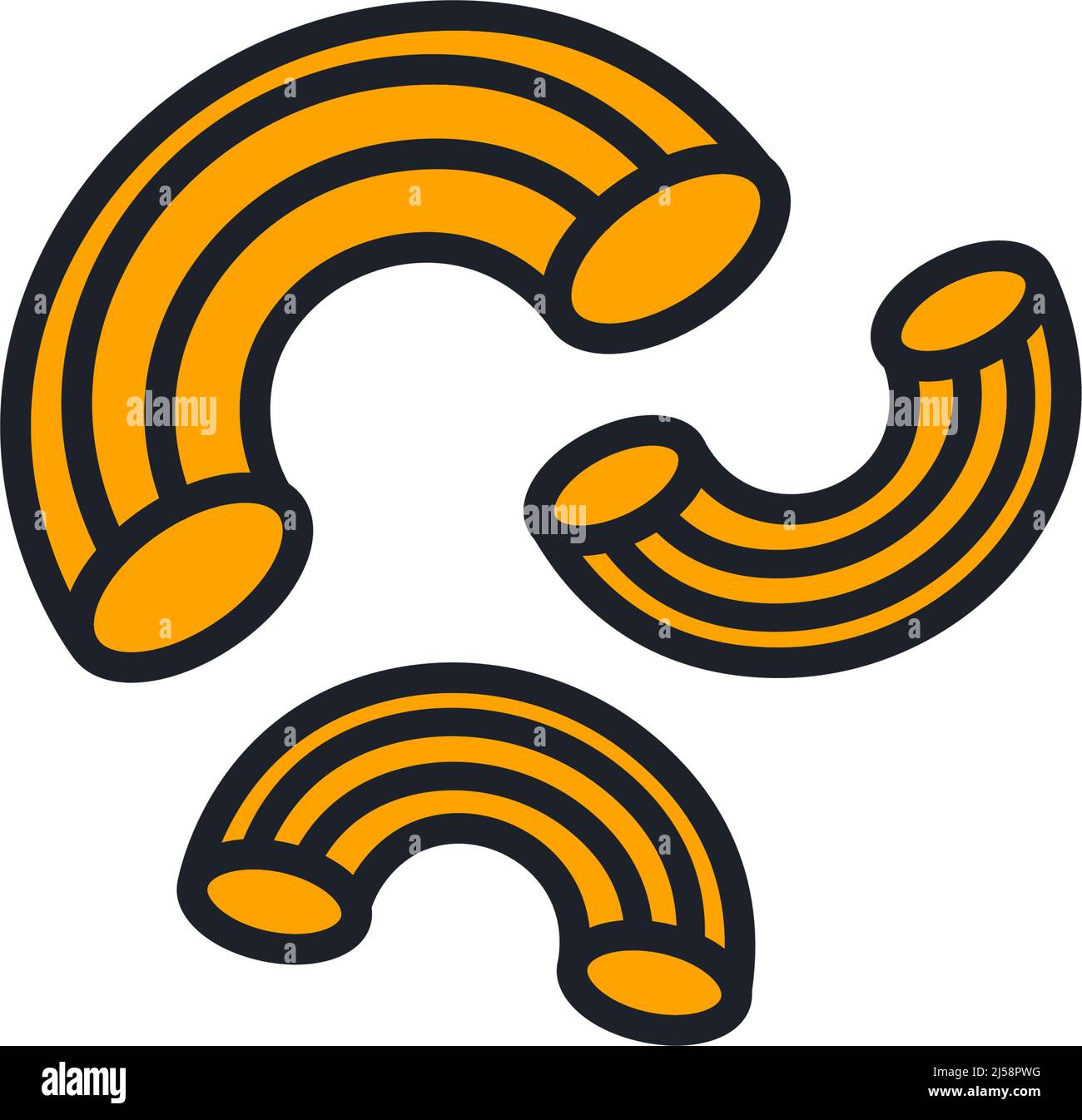 Gobetti pasta icon. Italian food isolated line color icons Stock Vector ...