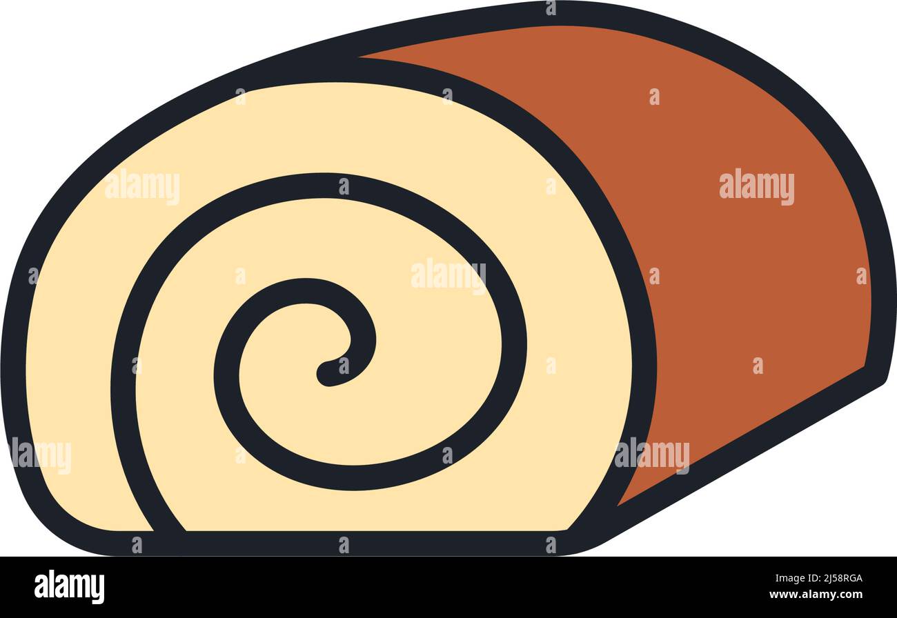 Swiss roll cake icon. Desserts and pastry isolated line color icons ...