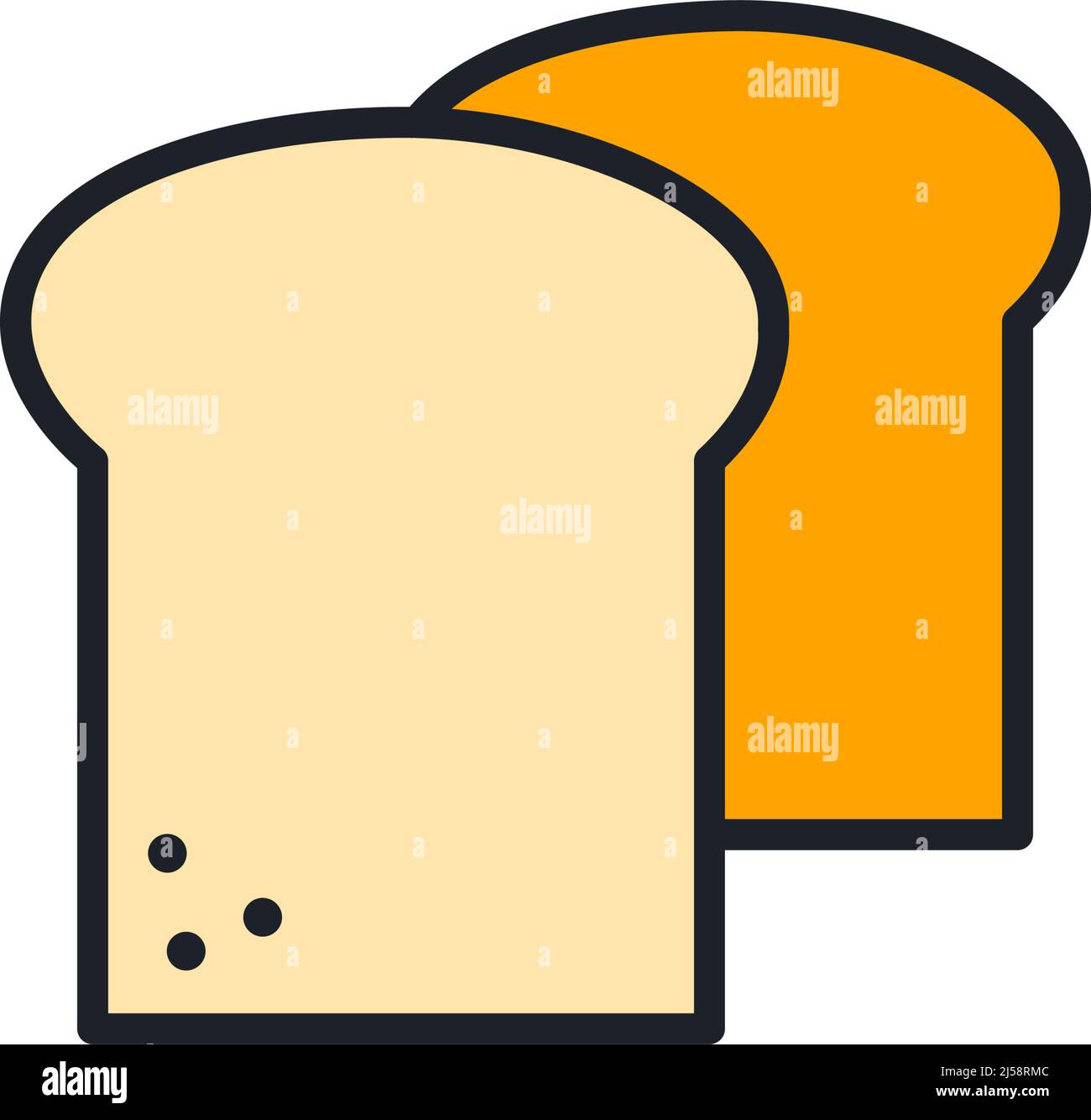 Toast bread icon. Bakery and pastry isolated line color icons Stock ...