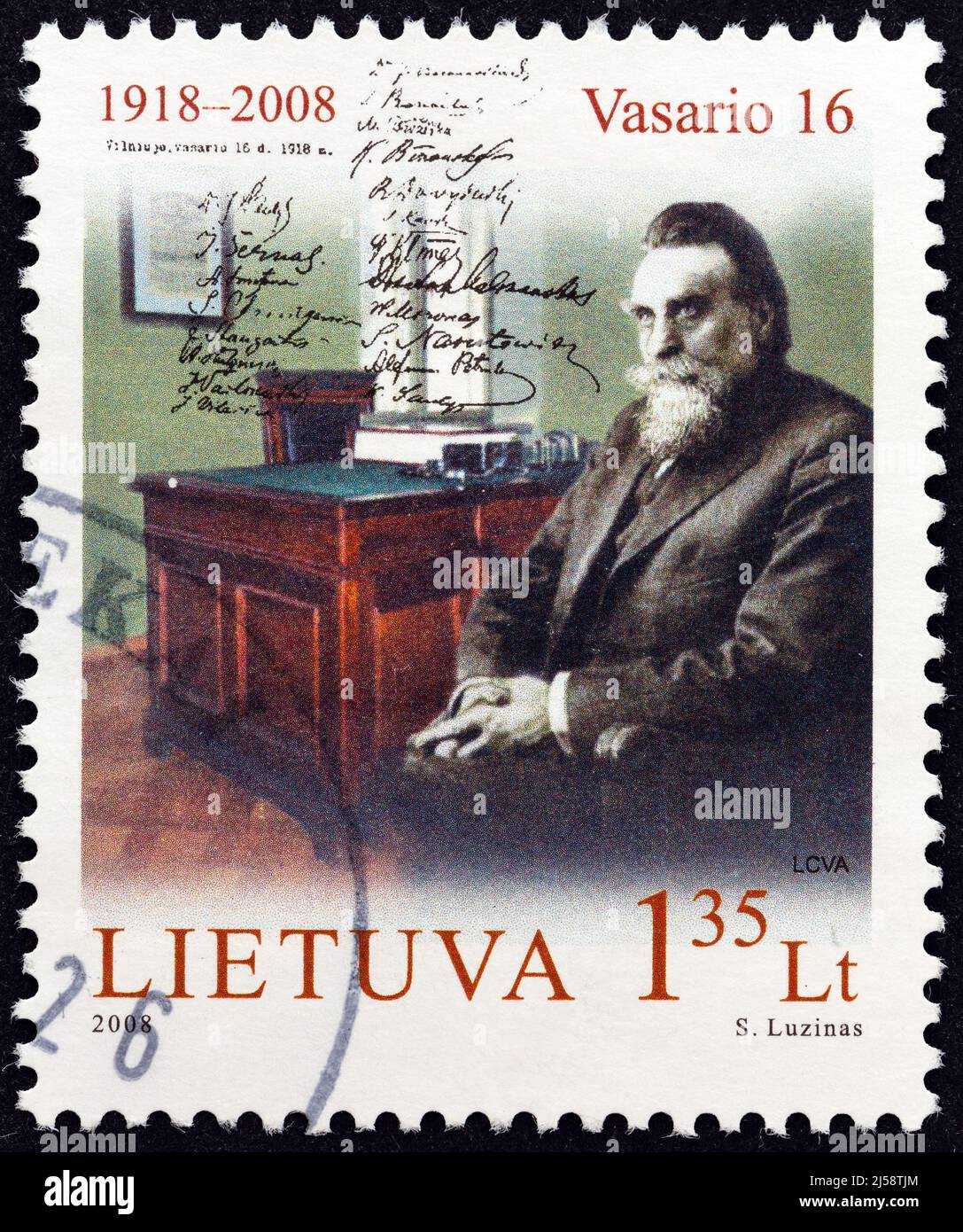 LITHUANIA - CIRCA 2008: A stamp printed in Lithuania from the "90th ...