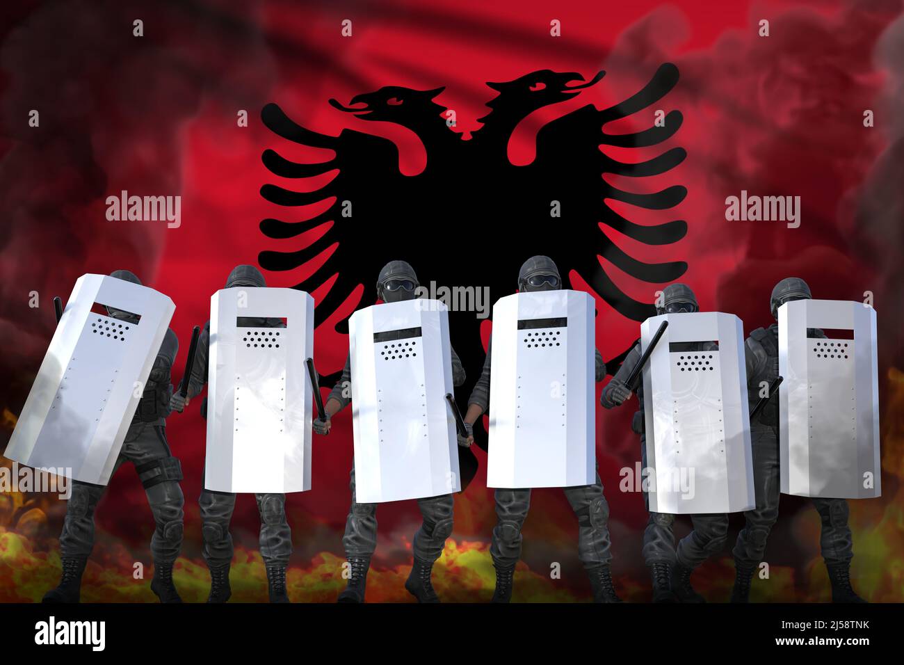 Albania police squad protecting law against mutiny - protest stopping ...
