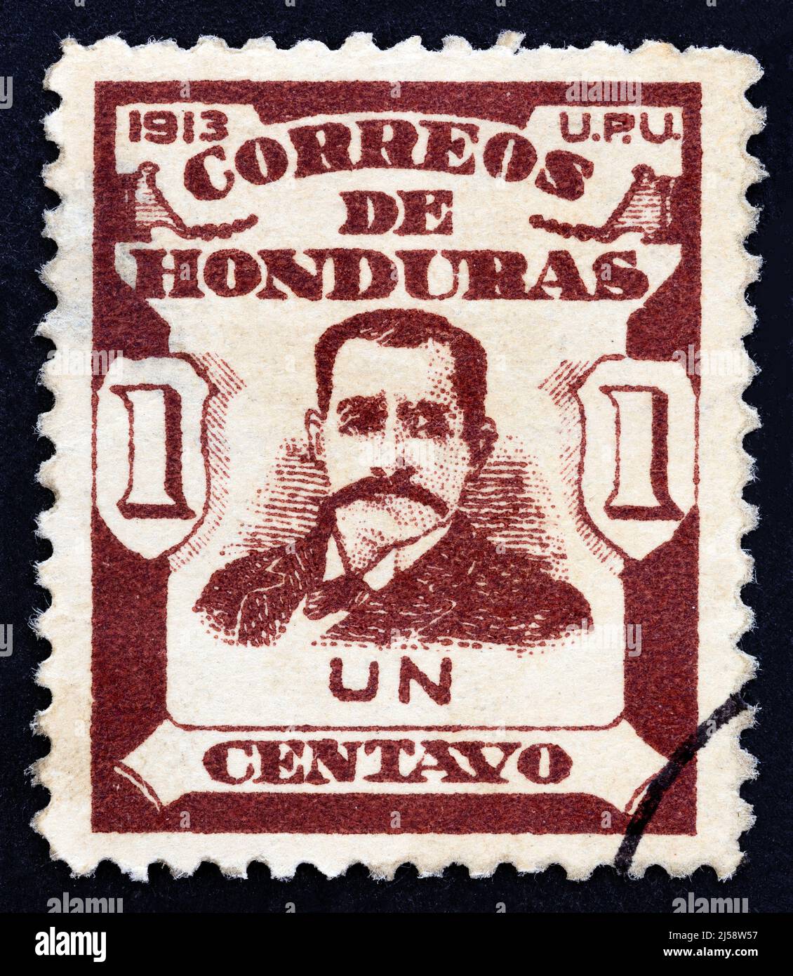 HONDURAS - CIRCA 1913: A stamp printed in Honduras shows General ...