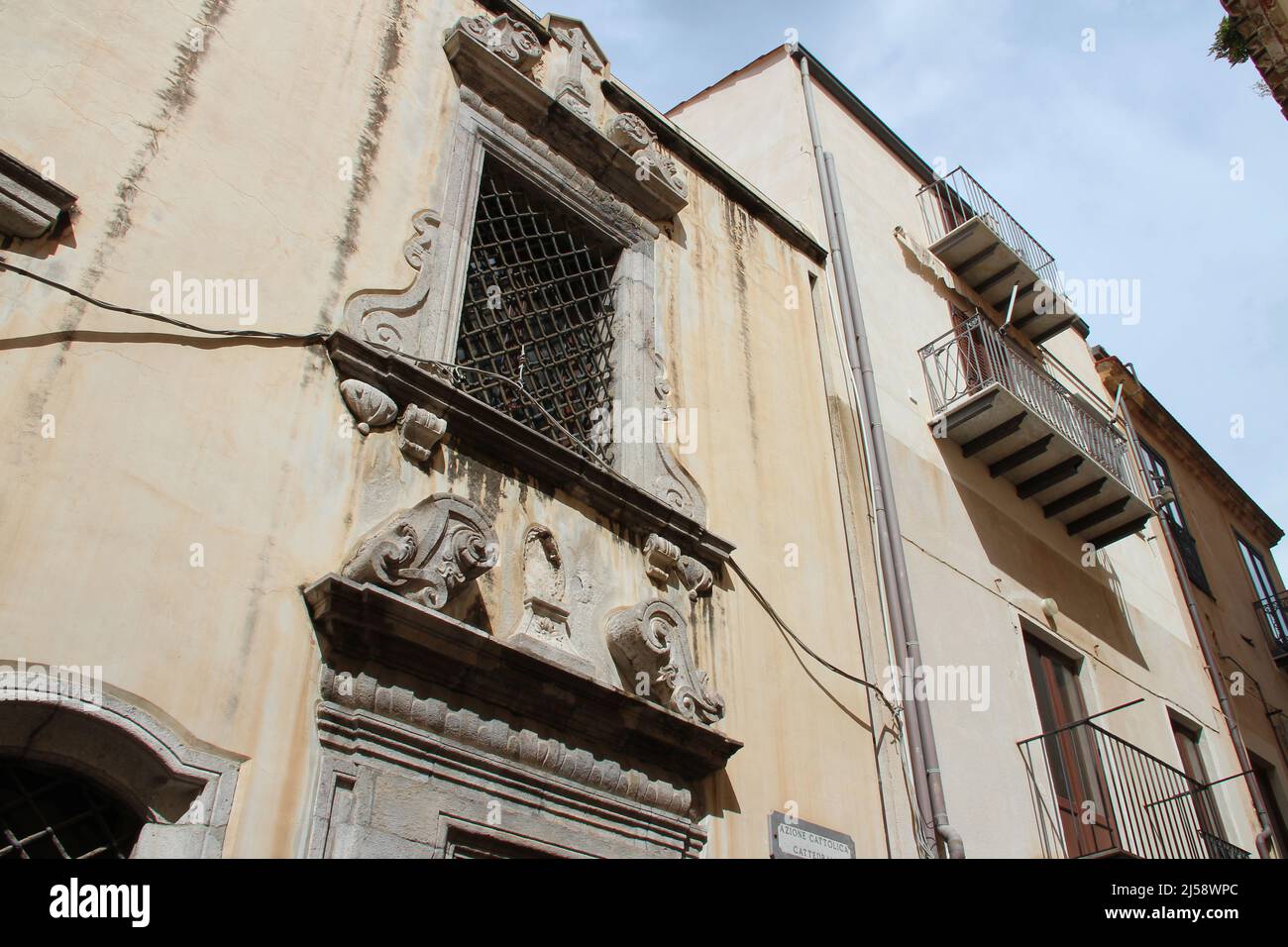 baroque window in cefalù in sicily (italy Stock Photo - Alamy