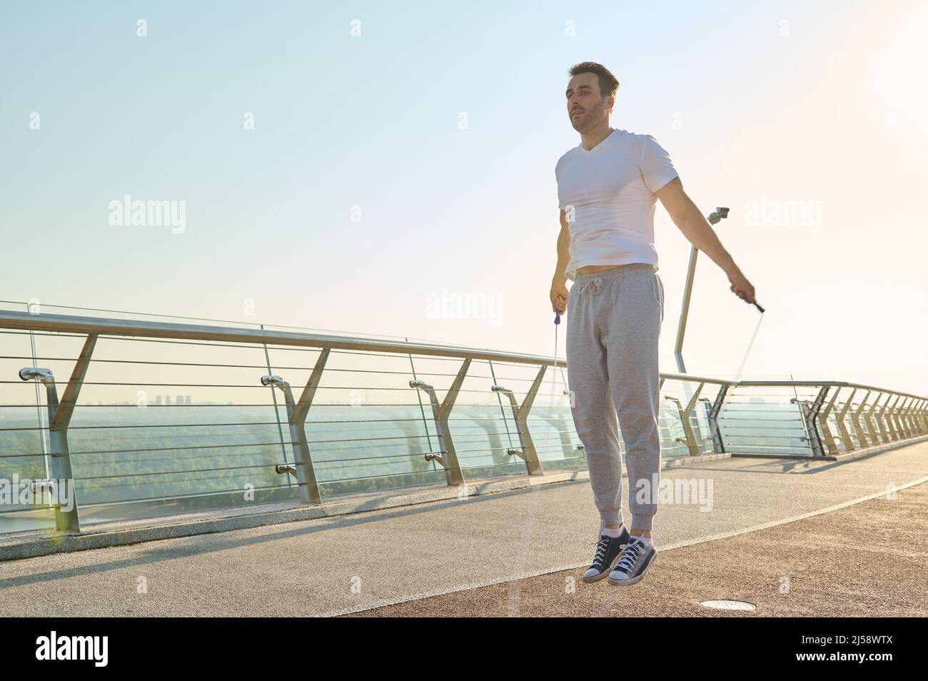 Full length portrait of a muscular build European middle aged man, fit ...