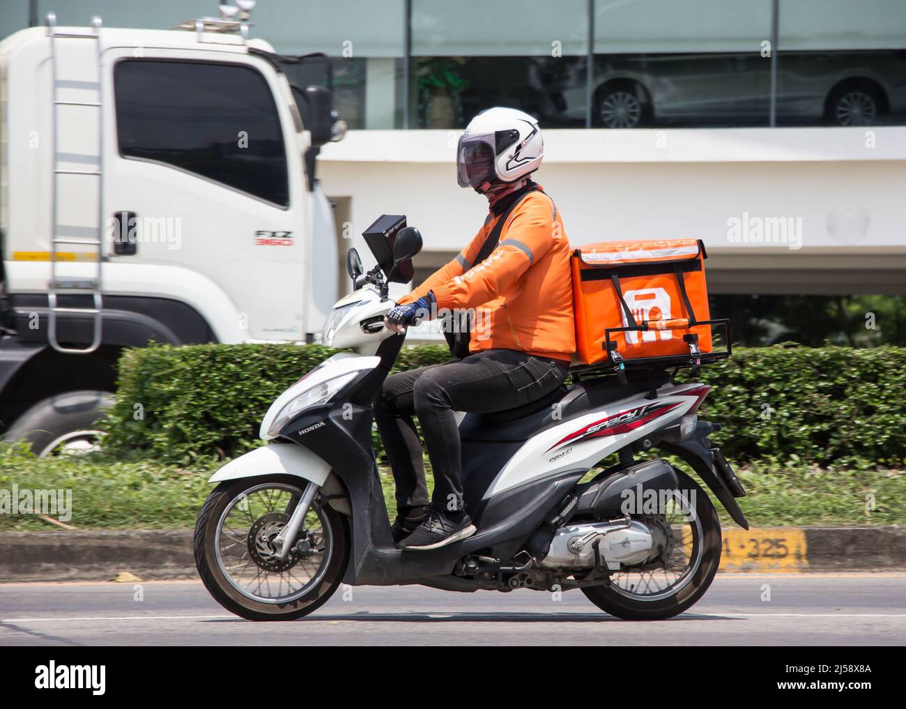 Chiangmai, Thailand - April 21 2022: Delivery service man ride a ...