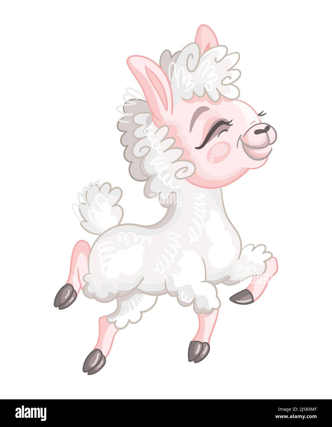 Funny Green Llama Running Animation