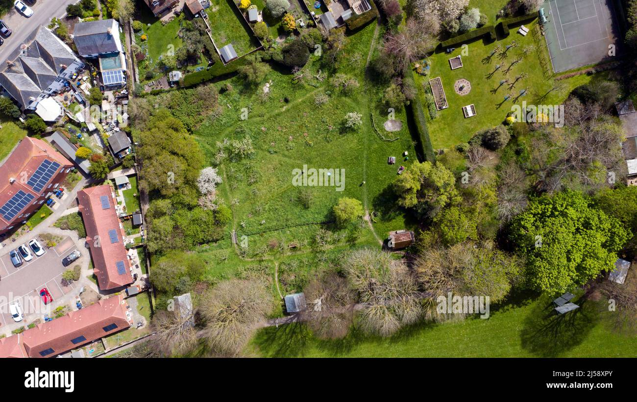 Aerial view looking straight down at Turner's orchard, Littlebourne ...